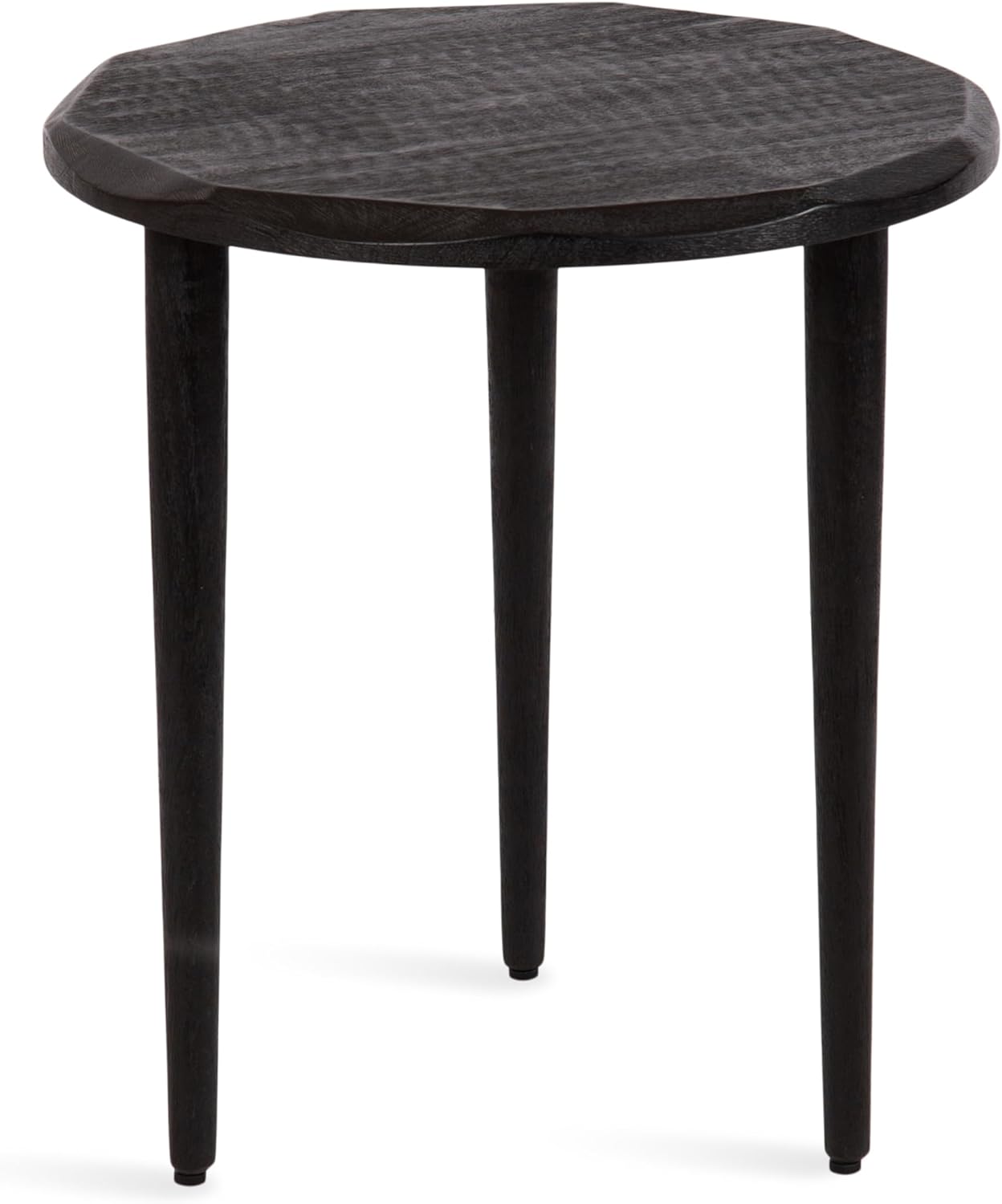 Modern Wooden Round Side Table, 18 x 18 x 20, Black, Solid Wood Accent ...