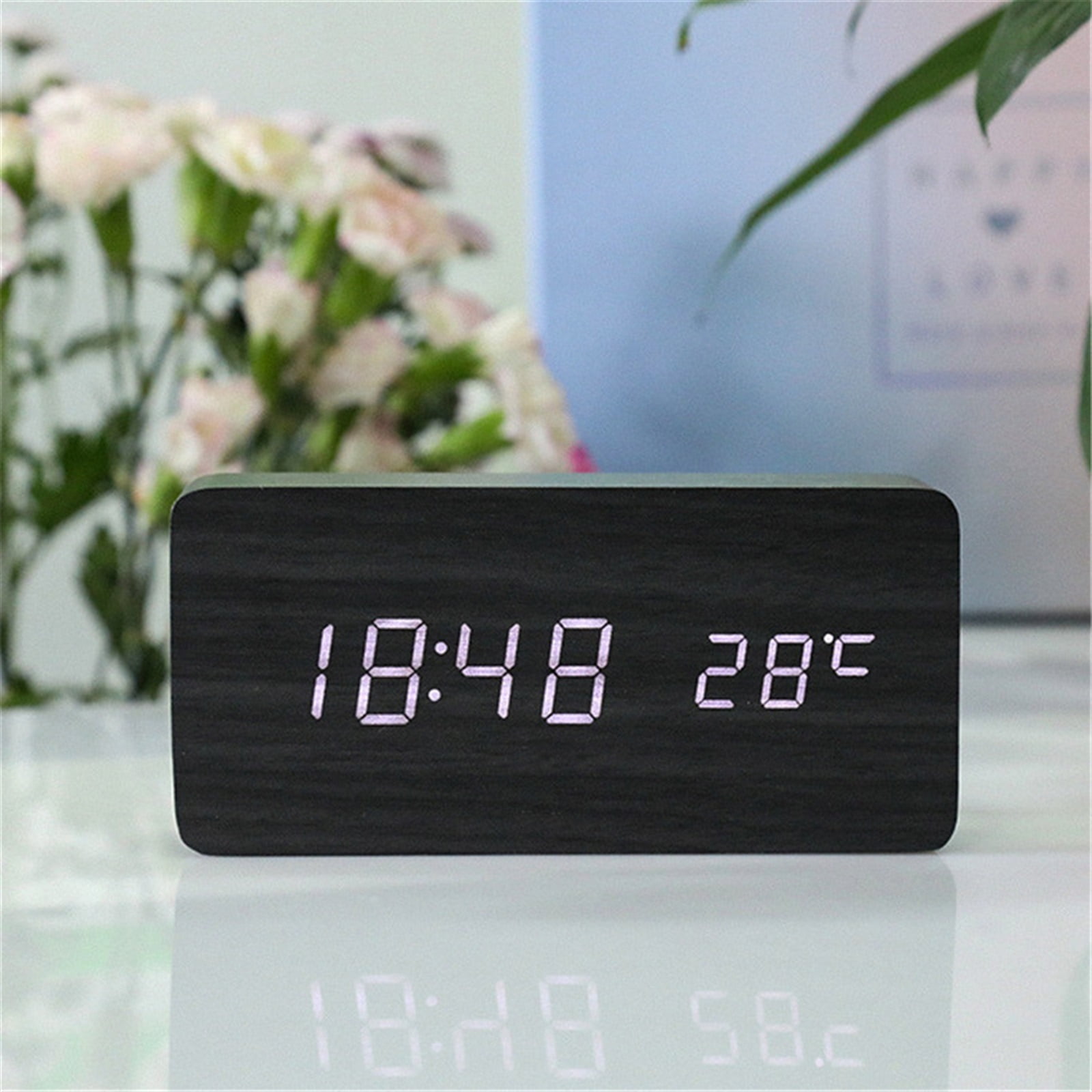 Modern Wooden Smart Alarm Clocks For Bedrooms Bedside Table Square ...