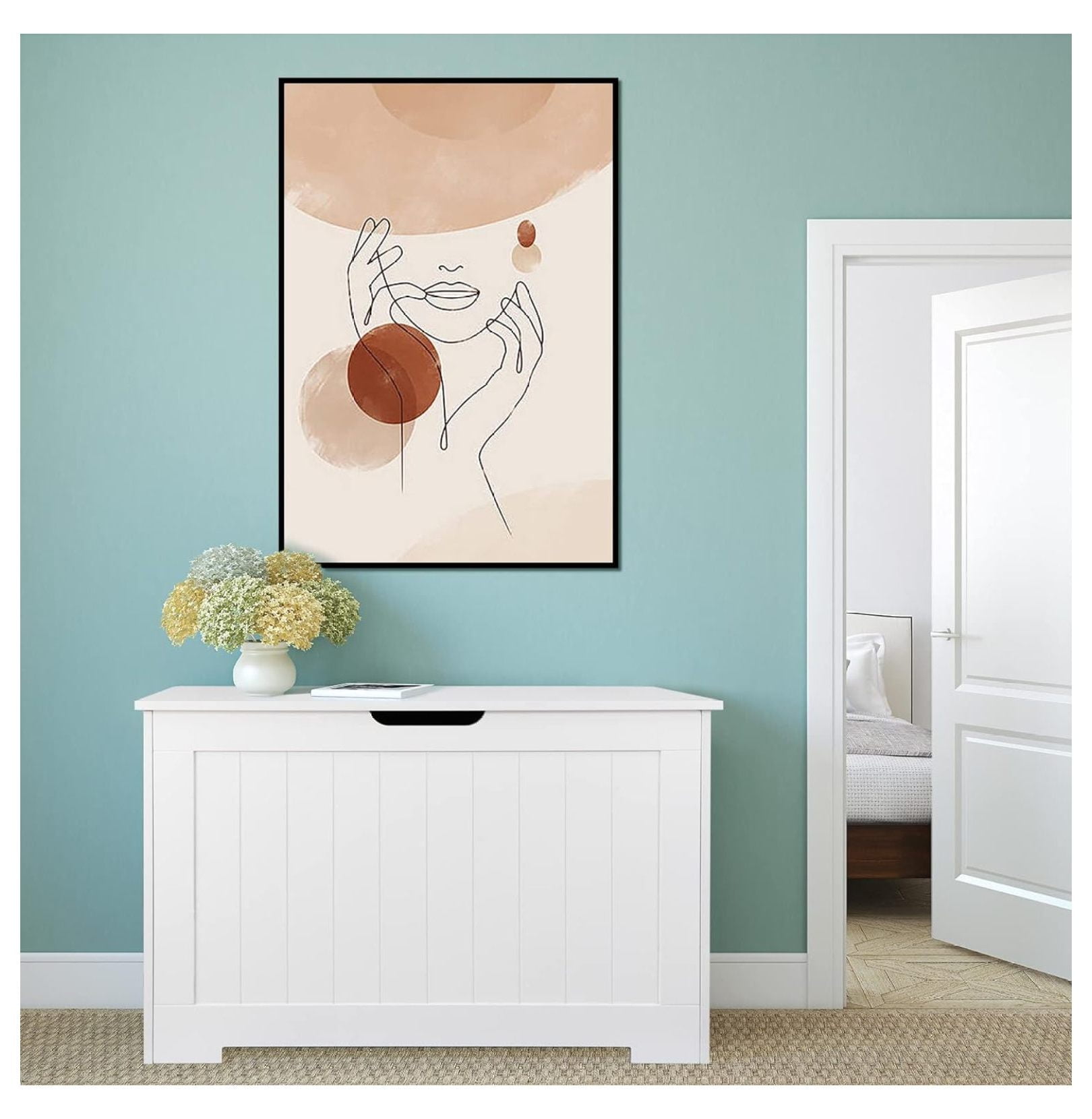 Modern Wooden Storage Chest, 30 inches Bench Trunk with Top Lid and 2 ...