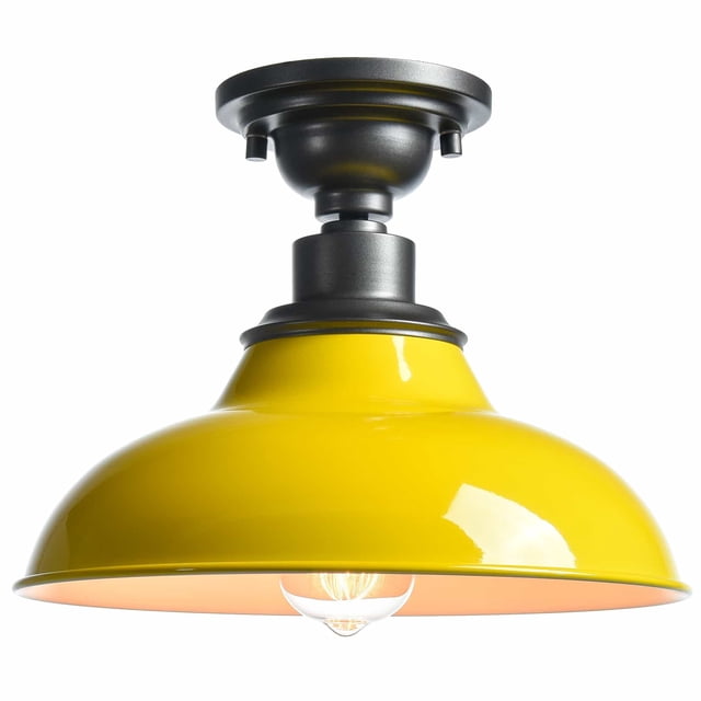 Modern Yellow Semi Flush Mount Light Barn Style Ceiling Light Fixture ...