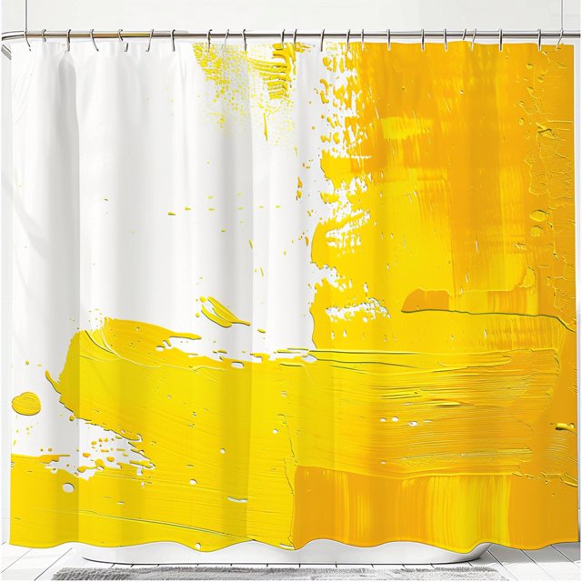 Modern Yellow And White Abstract Shower Curtain Elevate Your Bathroom