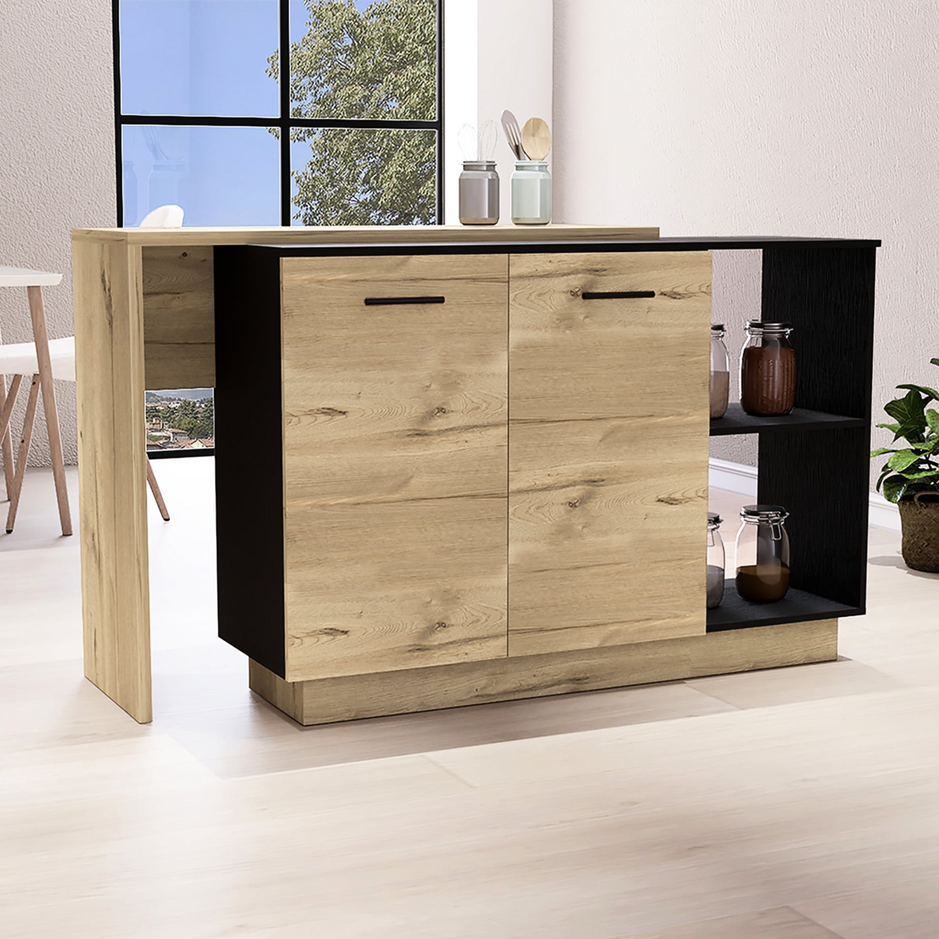 Modern and Elegant Kitchen Island for Auxiliary Dining - Black/Light ...