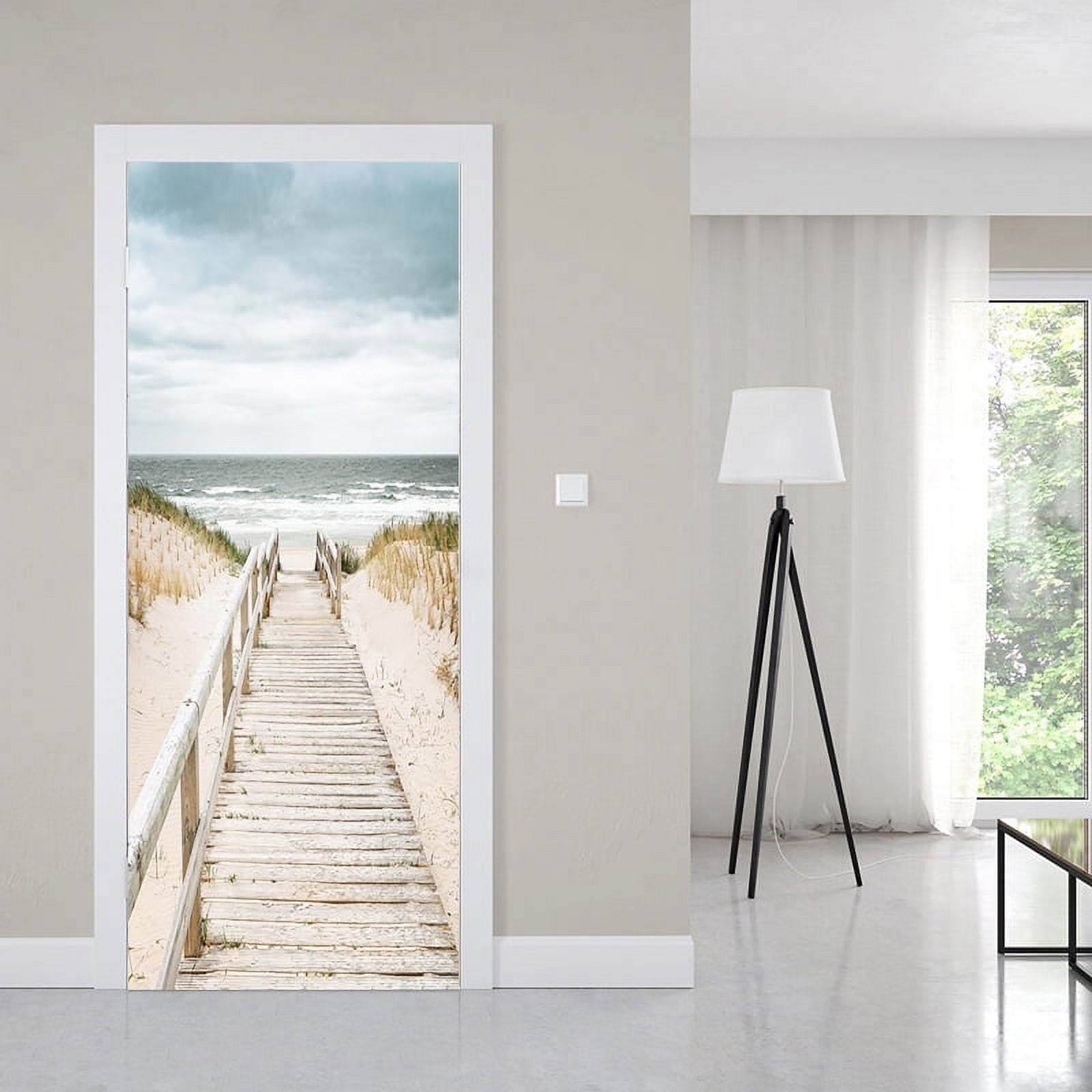 Modern and Minimalist Seaside Scenery Beach Door with New House ration ...