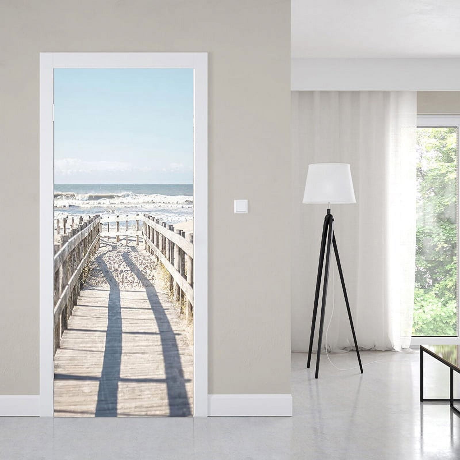 Modern and Minimalist Seaside Scenery Beach Door with New House ration ...
