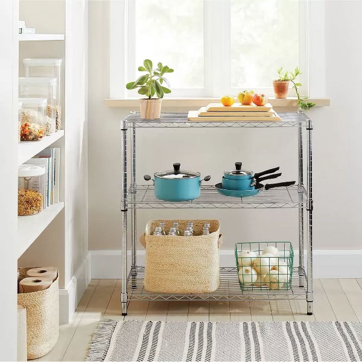 Modern and Simple 3 Tier Wide Wire Shelving - Silver - Walmart.com