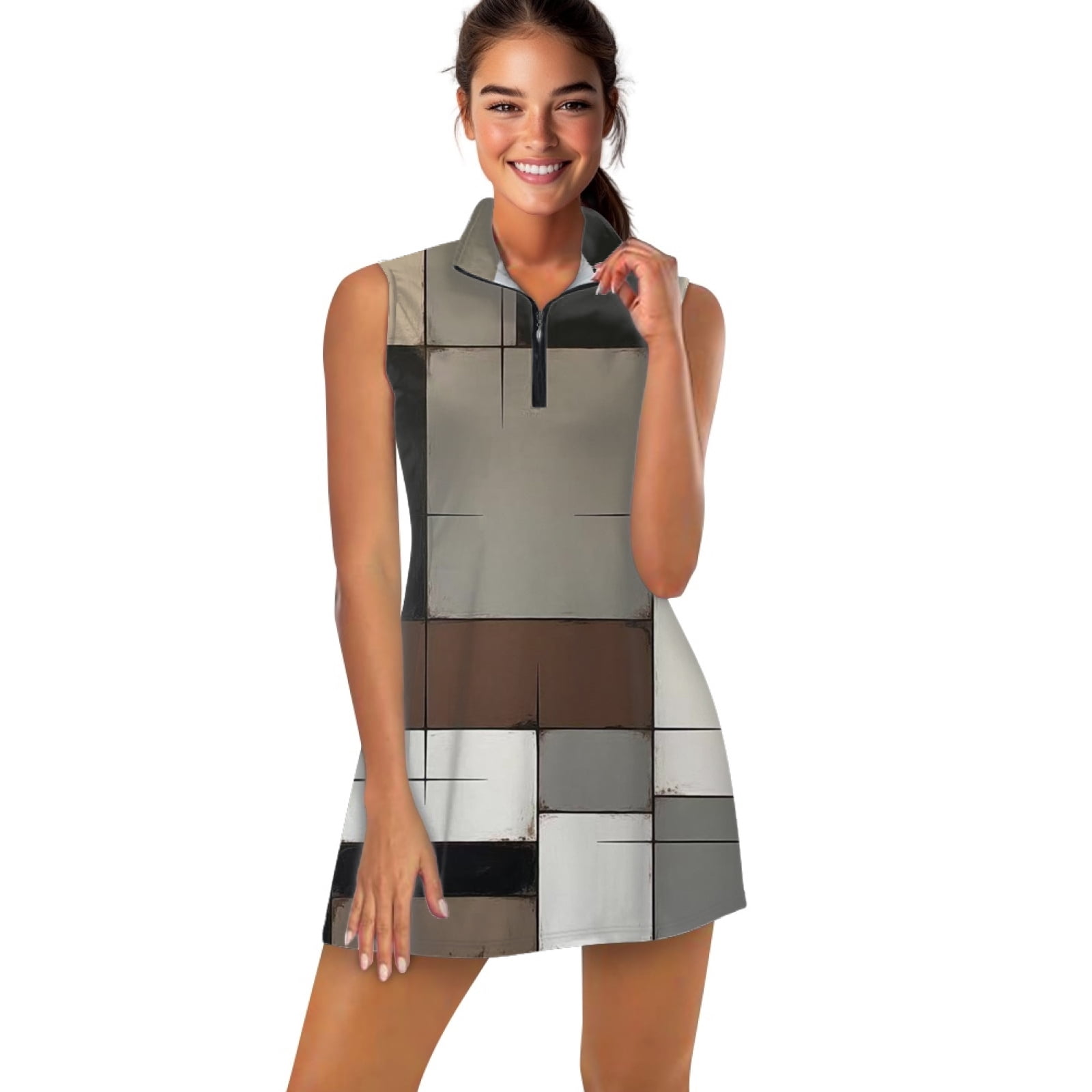 Modern art brown grey geometric Sports Dresses Women Tennis Dress with ...