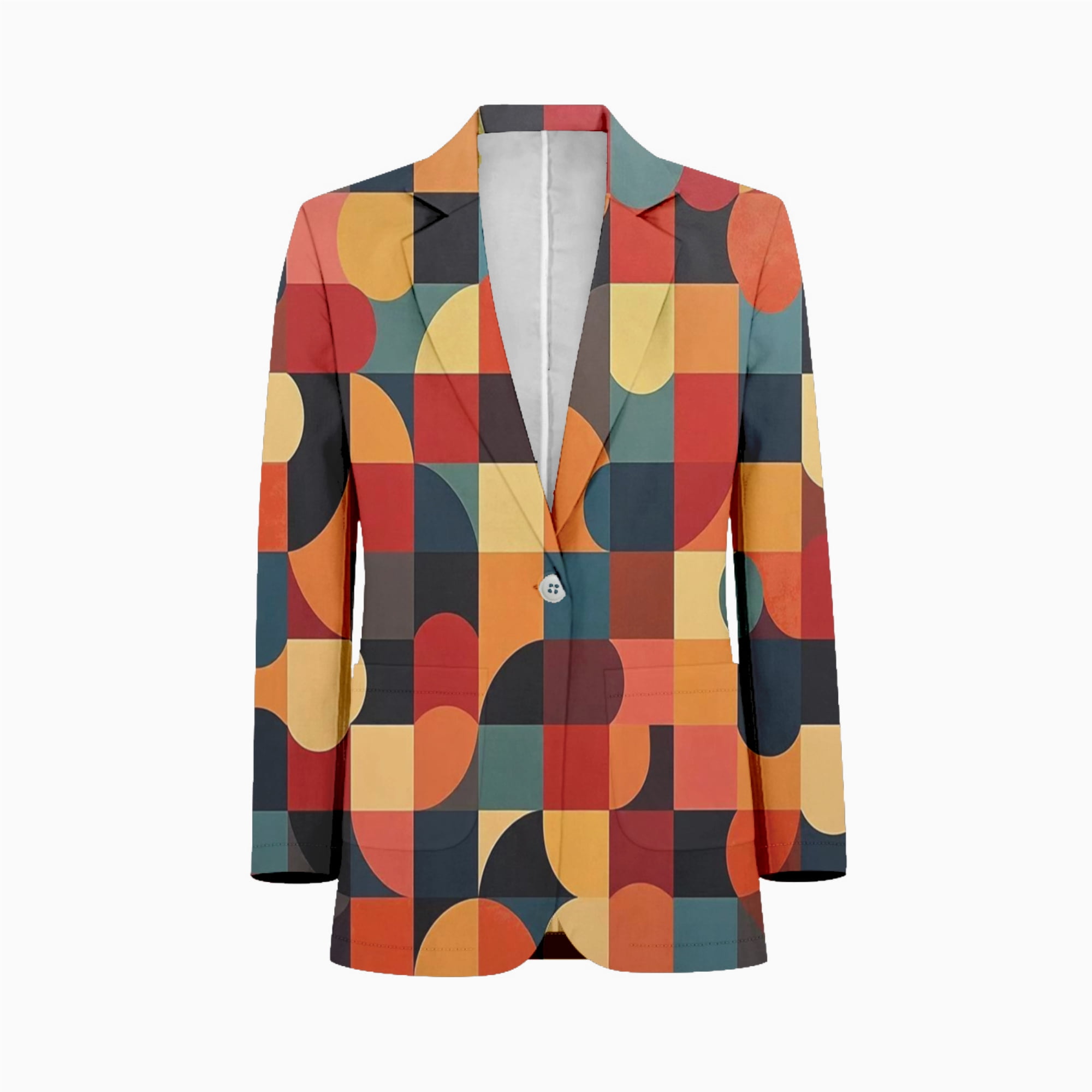 Modern art colorful geometry Mens Suits Shawl Collar Slim Fit Suit Mens ...