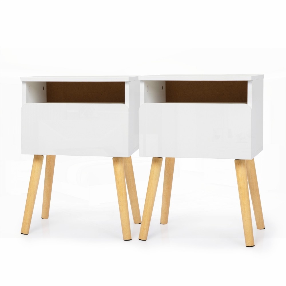 Modern bedside table with drawers & shelves for bedroom, made of high ...