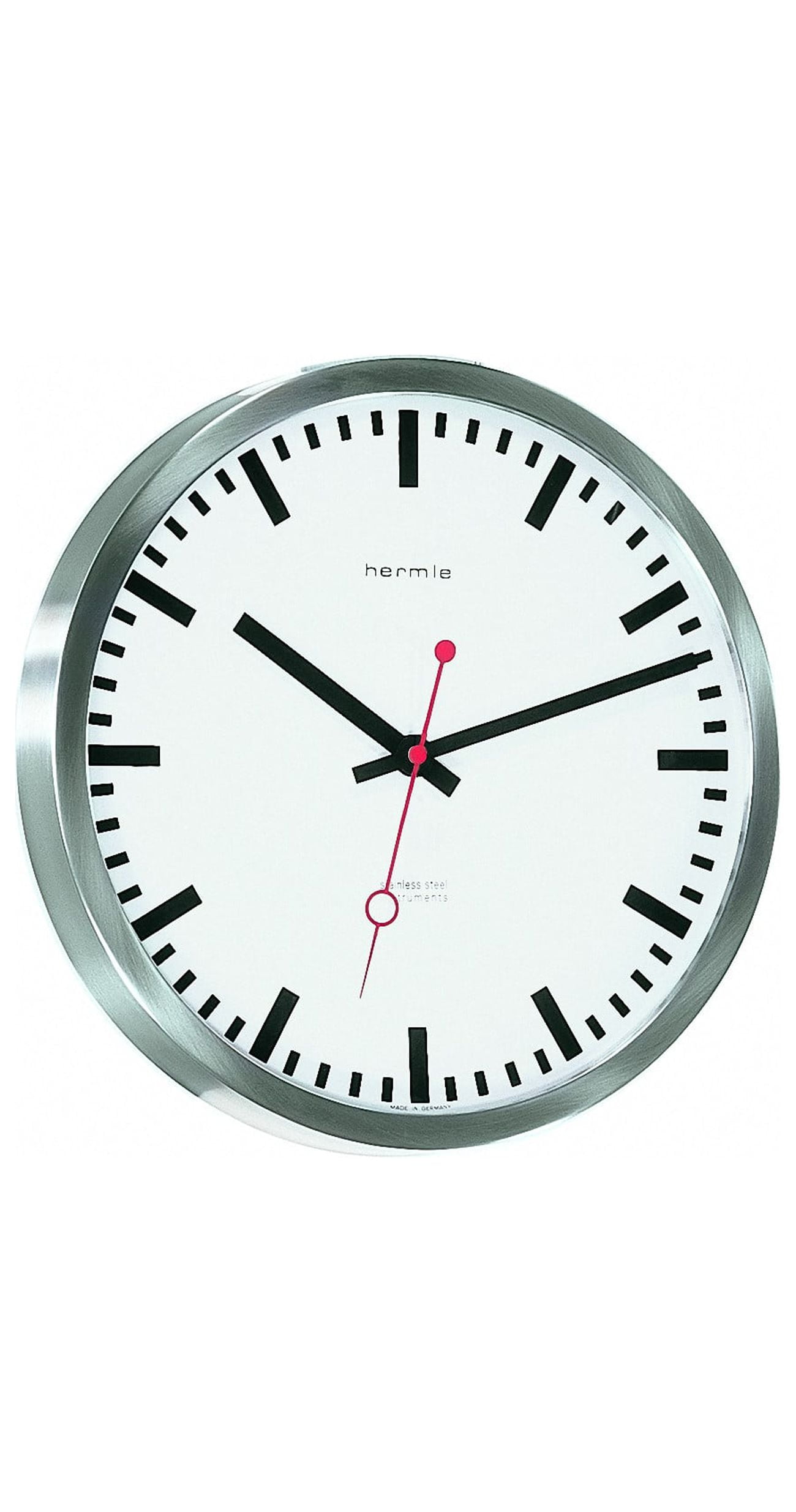 Hermle Modern Quartz Clock with Brushed Stainless Steel Case and Convex ...