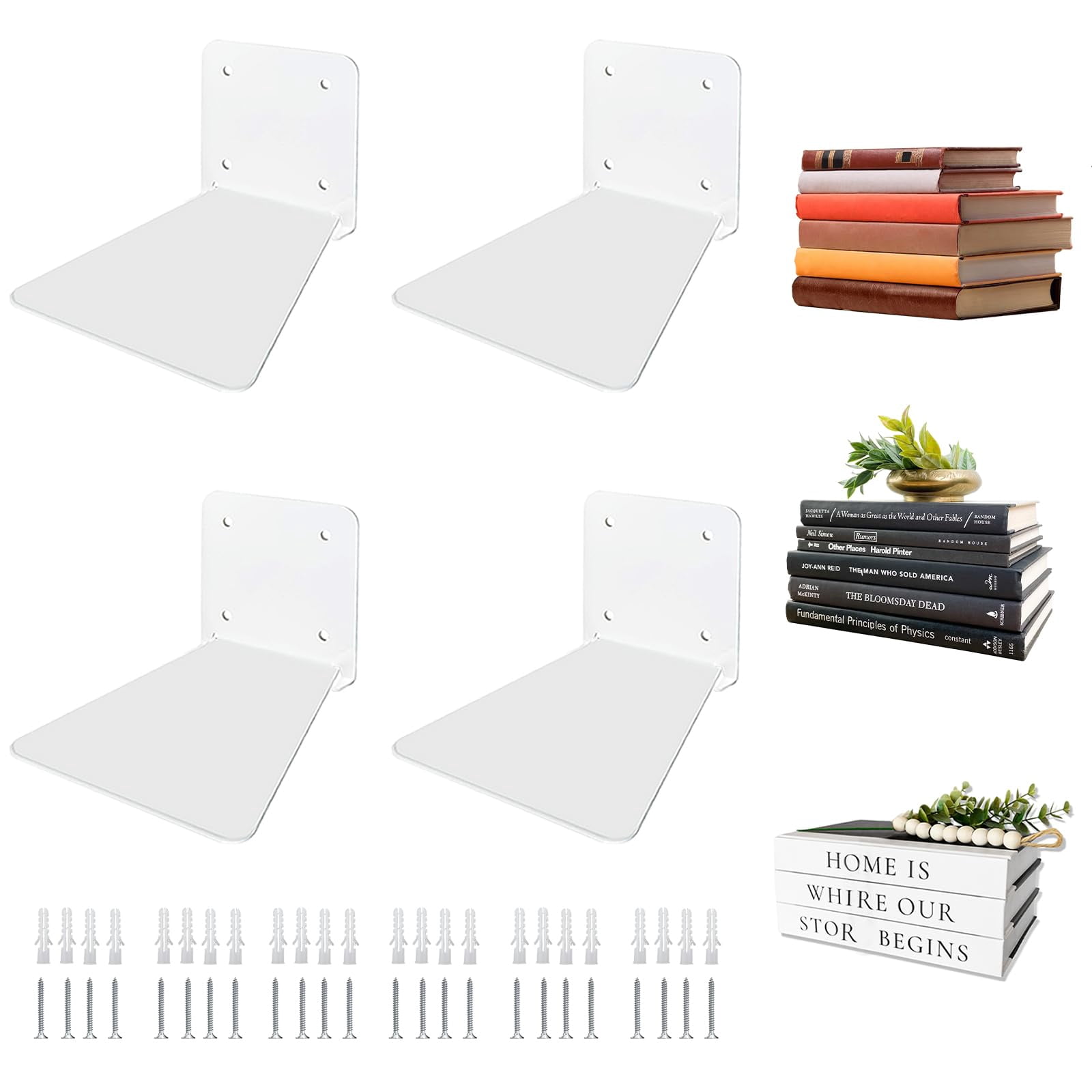 Modern floating bookshelf, invisible wall mounted shelves, minimalist ...