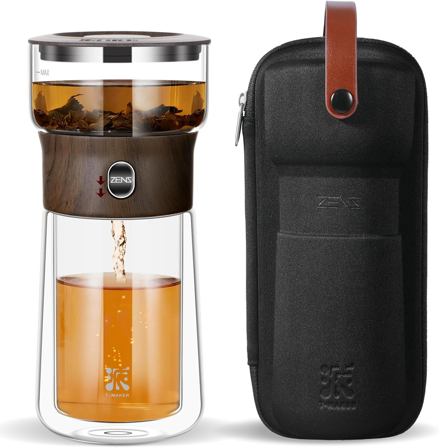 Modern glass teapot, smart one-button tea set, equipped with thermos ...