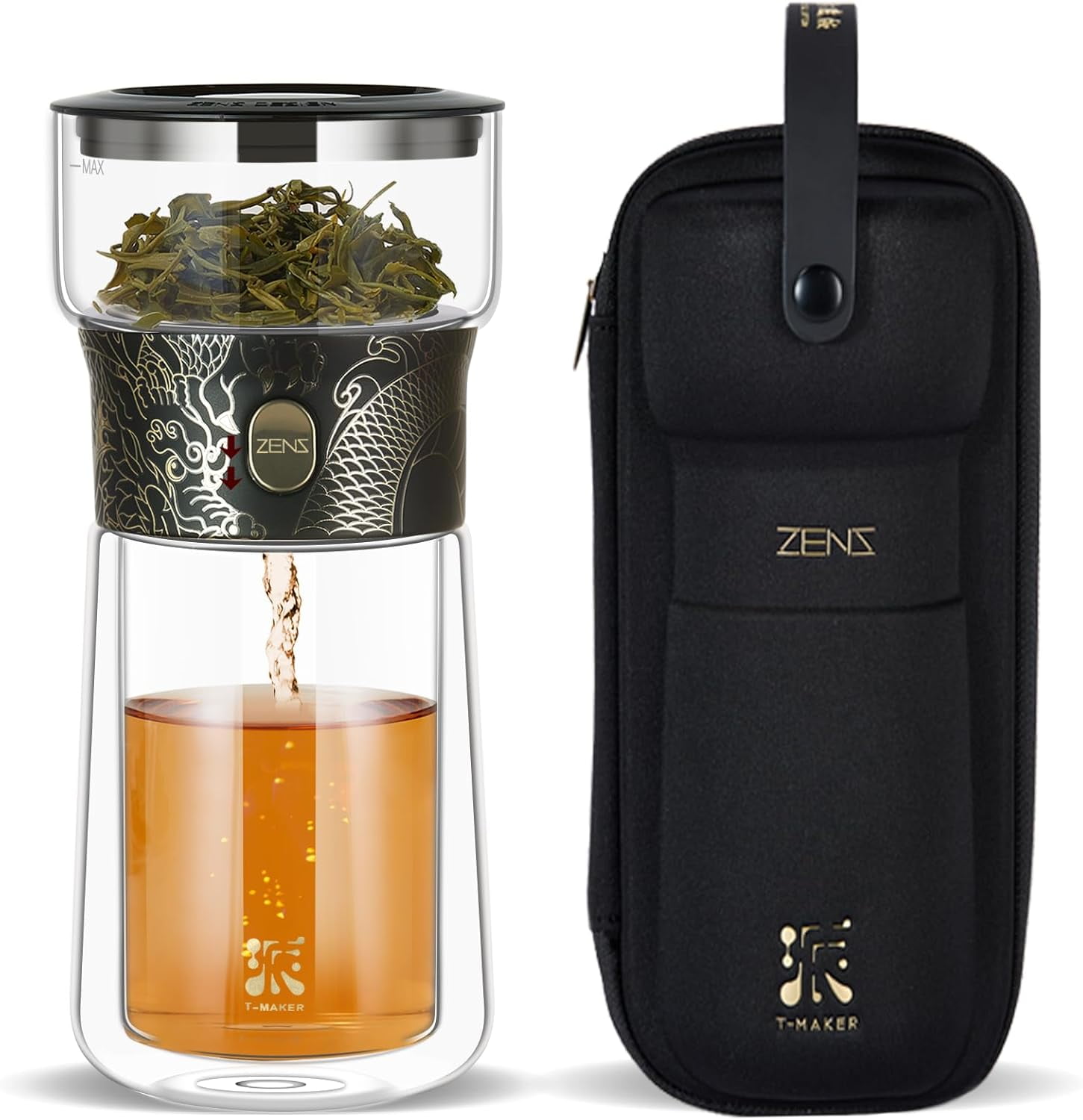 Modern glass teapot, smart one-button tea set, equipped with thermos ...