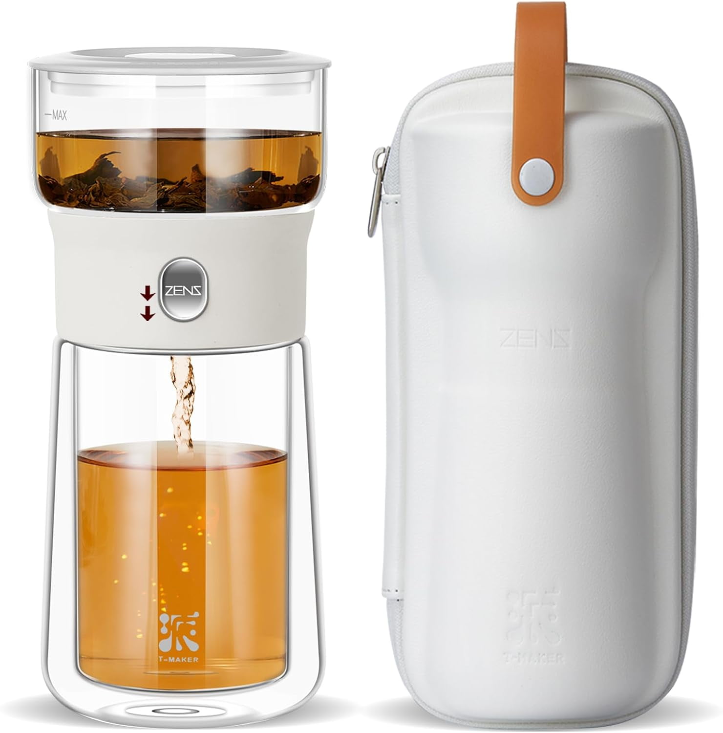 Modern glass teapot, smart one-button tea set, equipped with thermos ...
