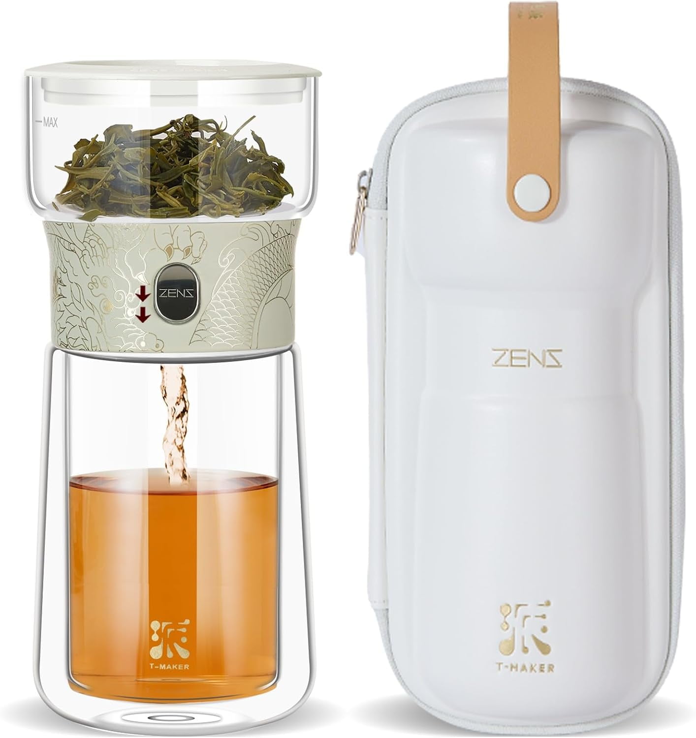 Modern glass teapot, smart one-button tea set, equipped with thermos ...
