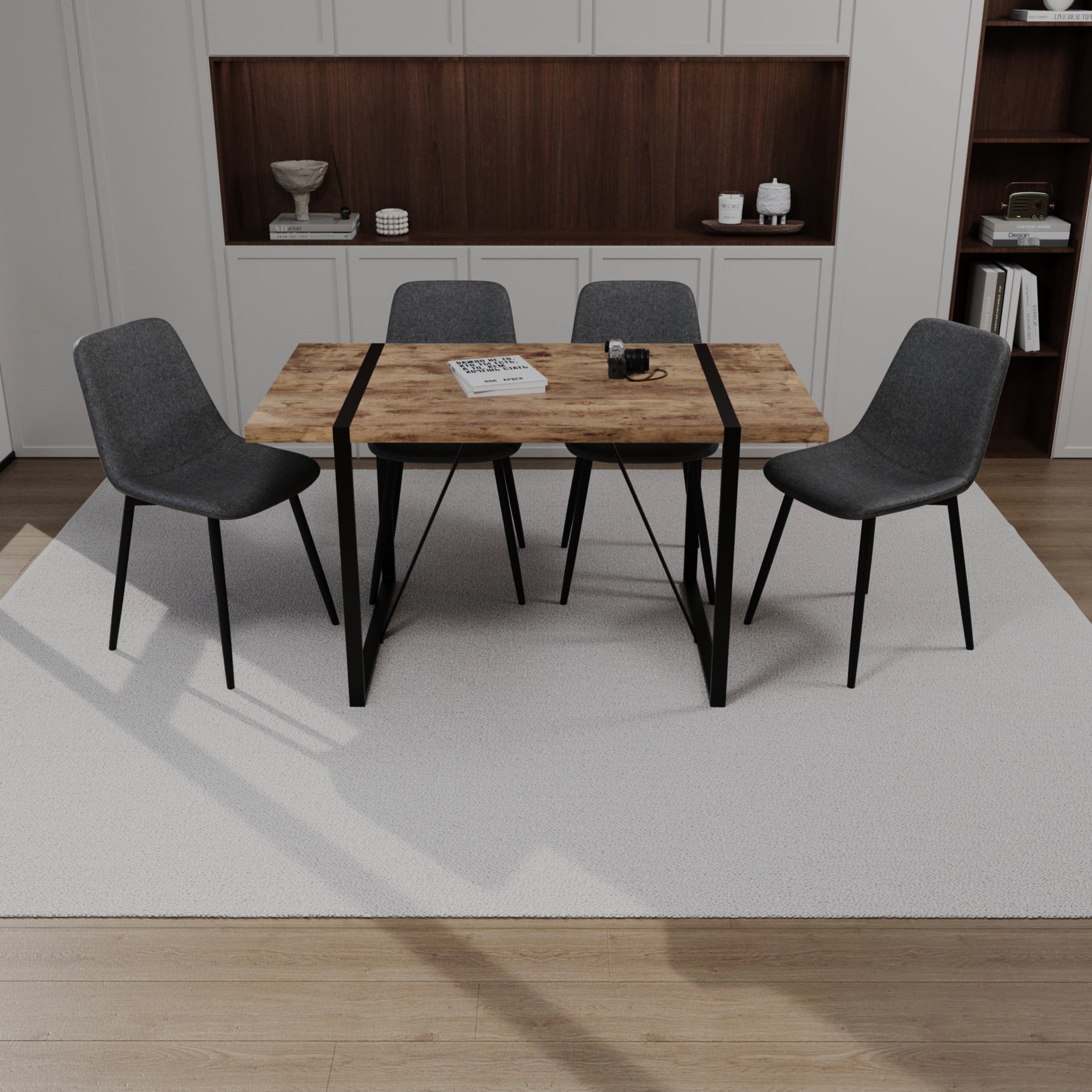Modern industrial style MDF dining table set - Provide stability for ...