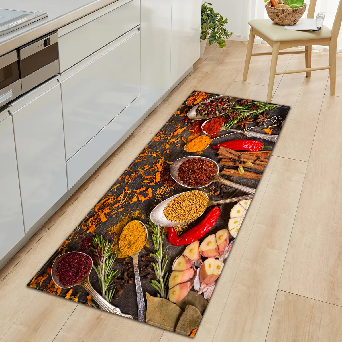 Modern kitchen mat spice seasr vegetable printing carpet living room ...