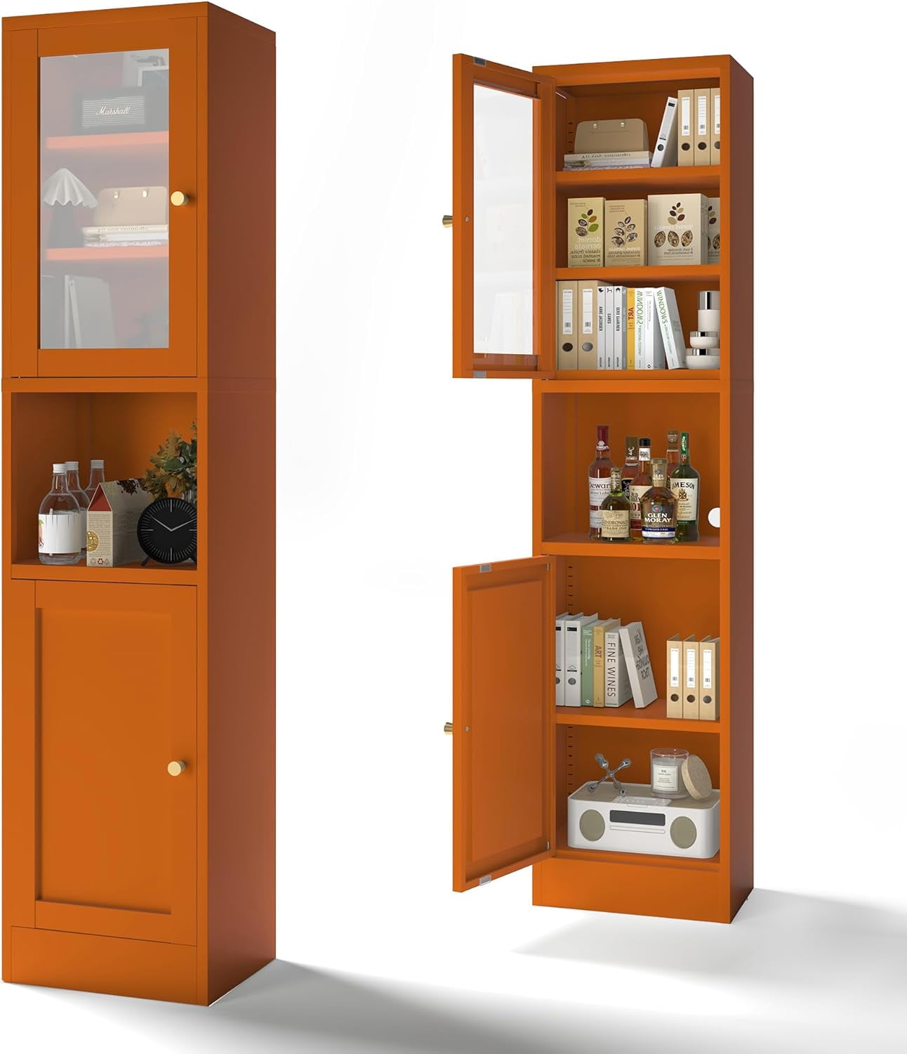 Modern kitchen pantry, metal storage cabinet with adjustable shelves ...