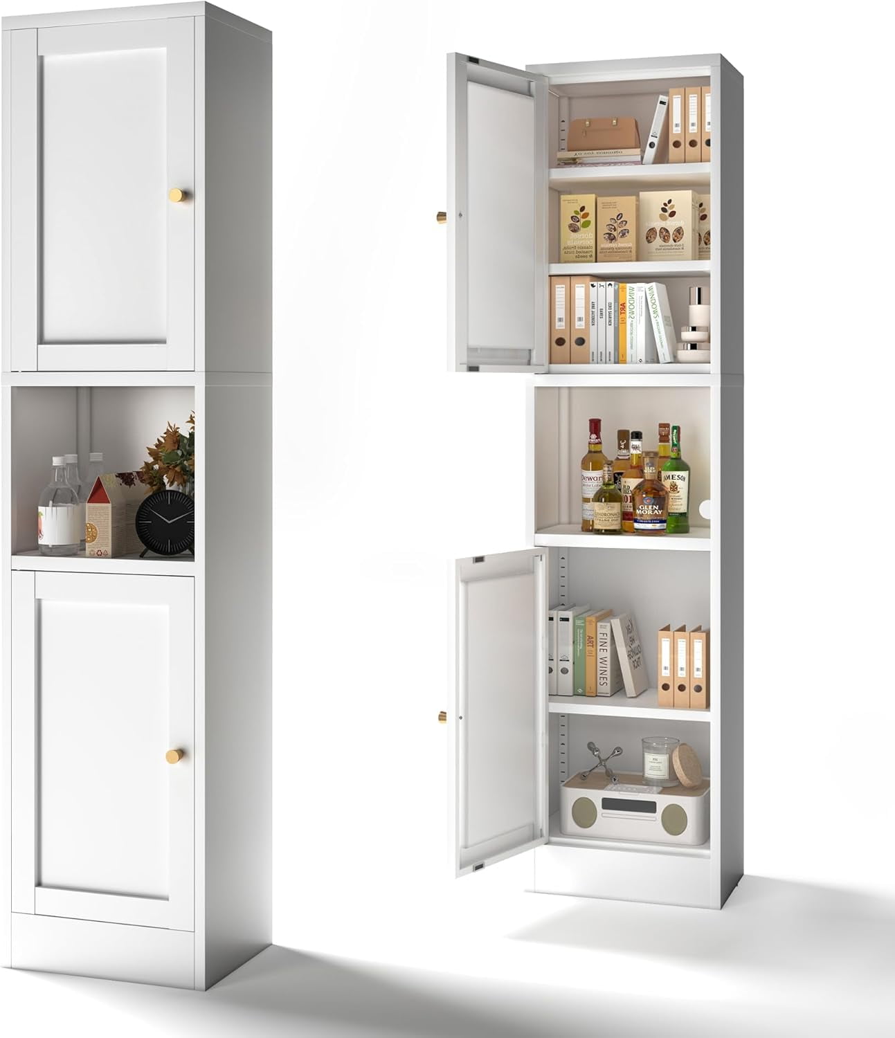 Modern kitchen pantry, metal storage cabinet with adjustable shelves ...