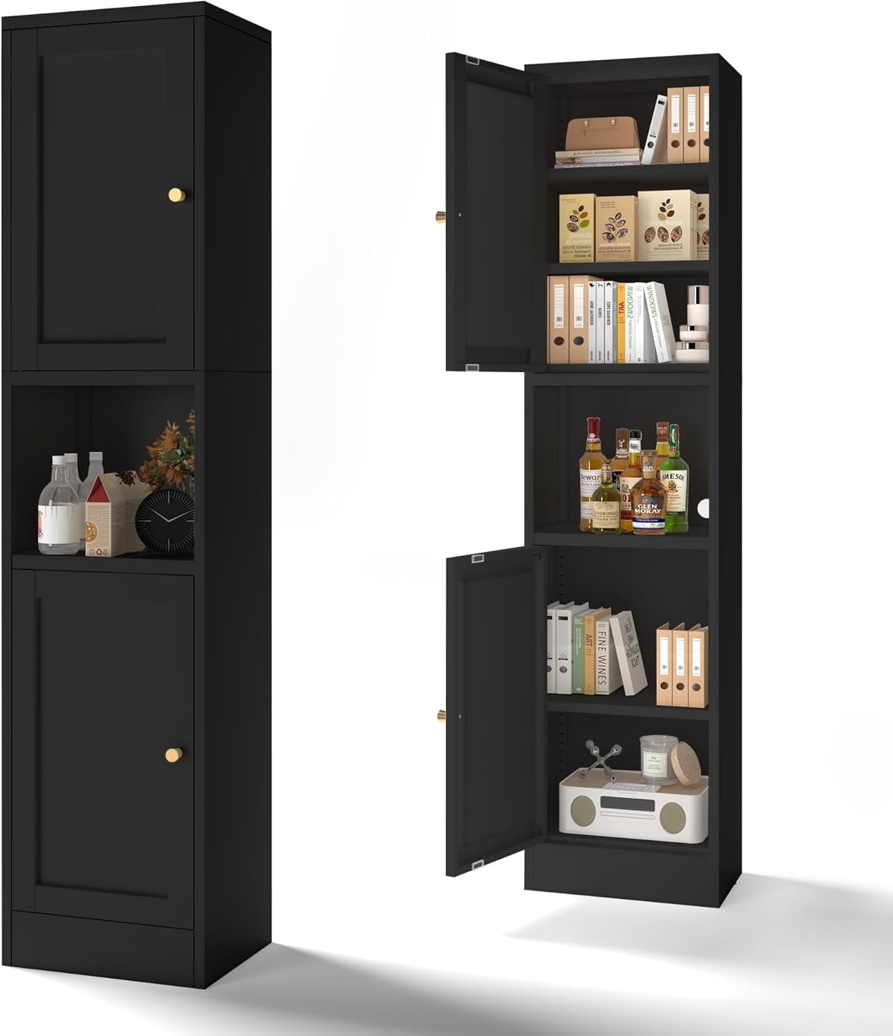 Modern kitchen pantry, metal storage cabinet with adjustable shelves ...