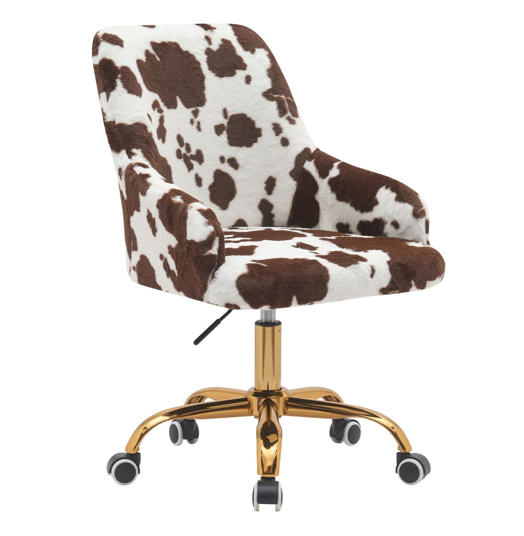 Modern leopard print Teal Velvet Swivel and Adjustable Task Chair with ...