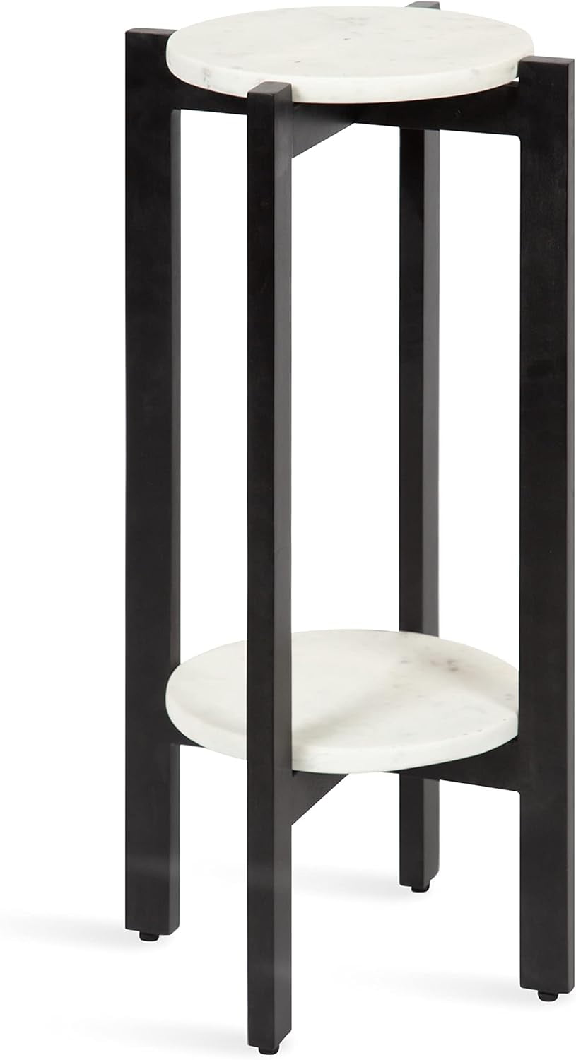 Modern marble edge table, coffee table, 12 x 12 x 24, natural and white ...