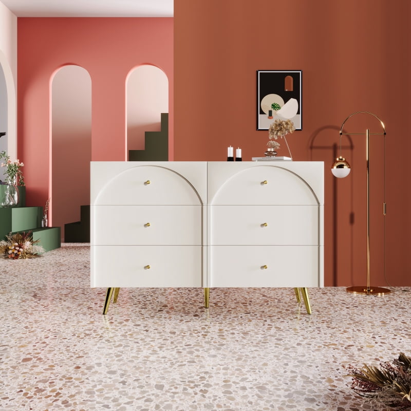 Modern metal leg double drawer dressing table, combining high-quality ...