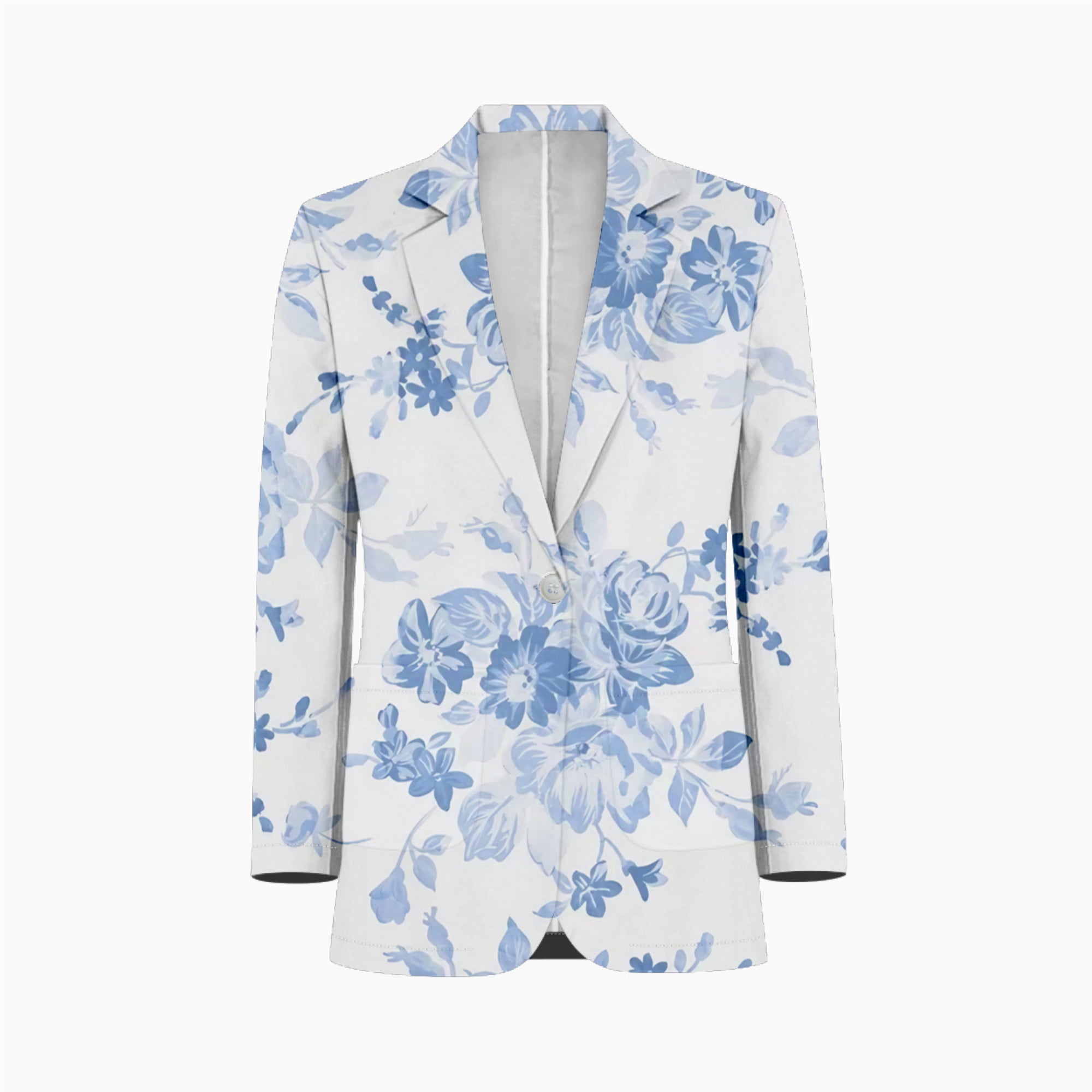 Modern navy blue white watercolor elegant floral Customized Men's Suits ...