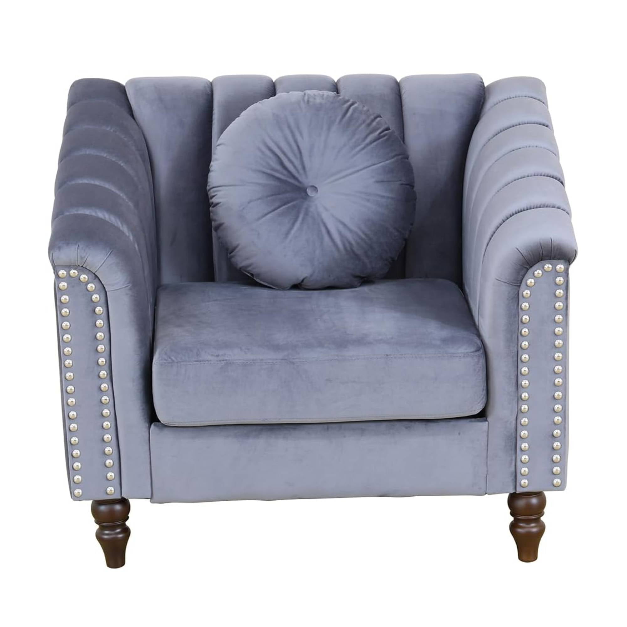 TrumanPick Modern Grey Microfiber Sofa Chair for Living Room, Bedroom ...