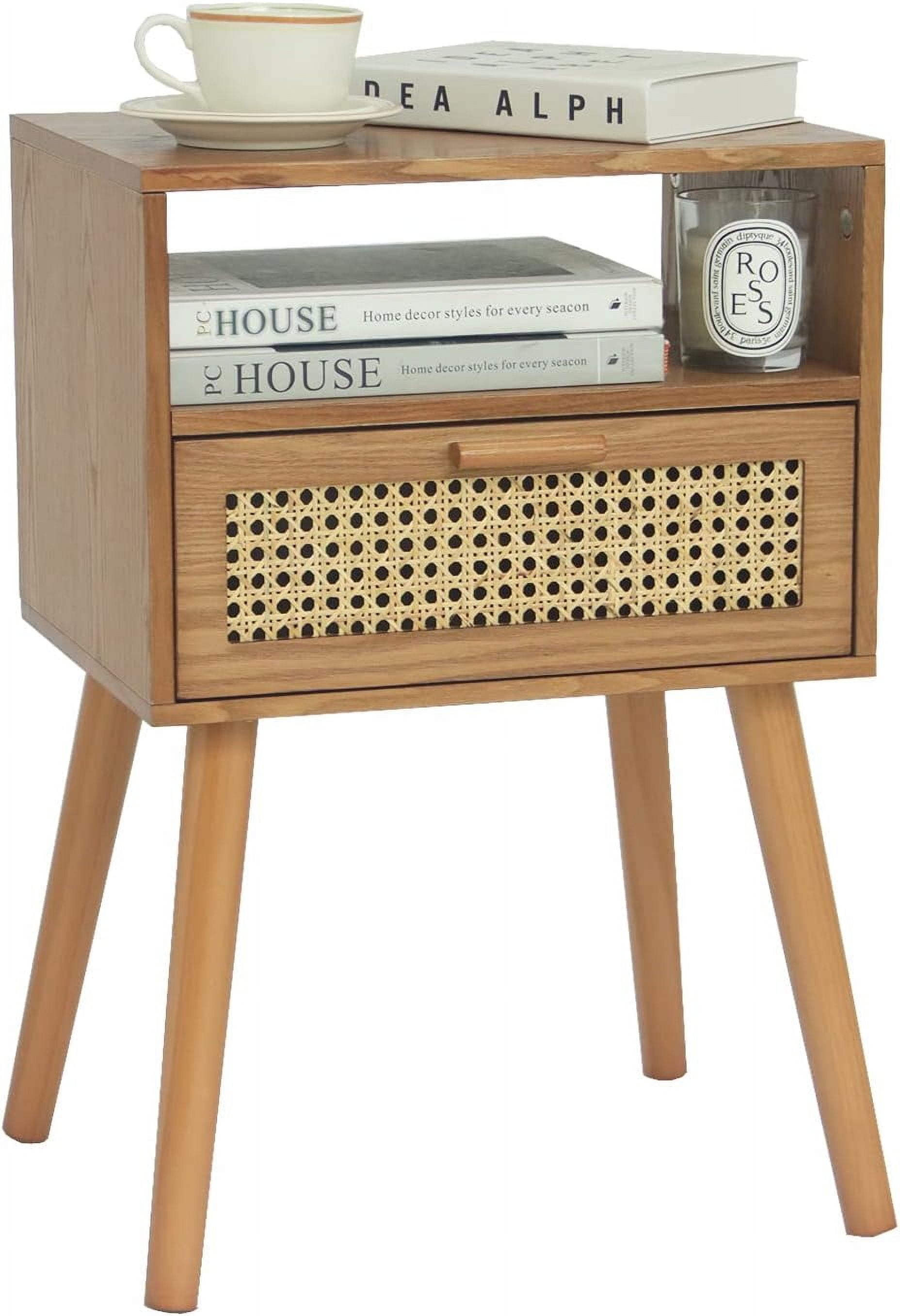 Modern night table rattan side table table with storage space for ...
