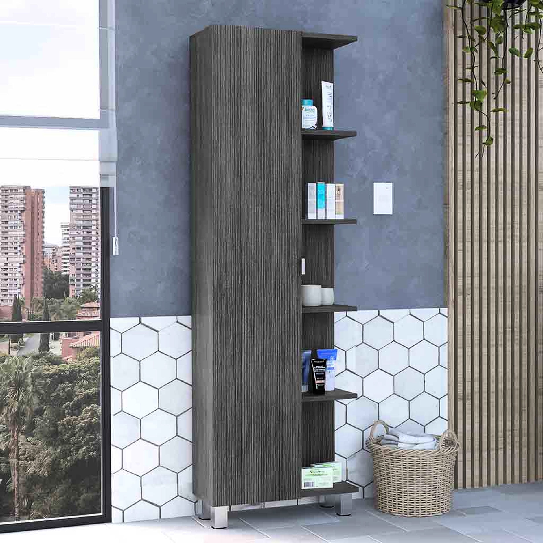 Particle Board Storage Cabinet with Adjustable Shelves - Good for ...