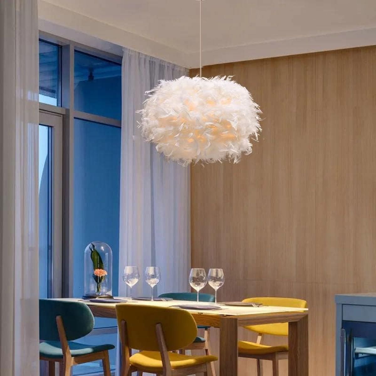 Modern pendant lamp, Spherical pendant lamp with springs in white, Ø 30 ...
