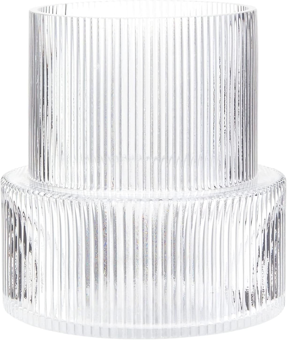Modern ribbed glass vase for living room, dining table, office ...