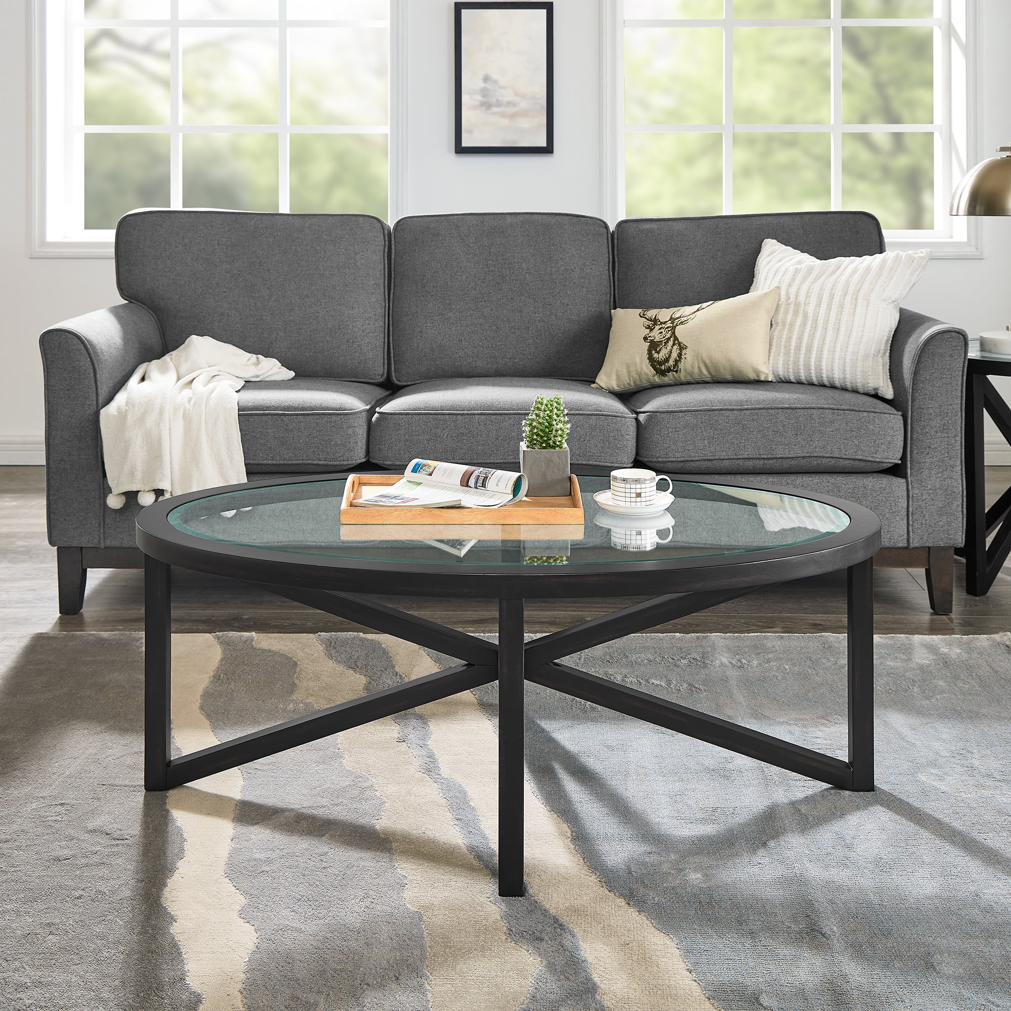 Modern simple glass coffee table, tempered glass coffee table solid ...