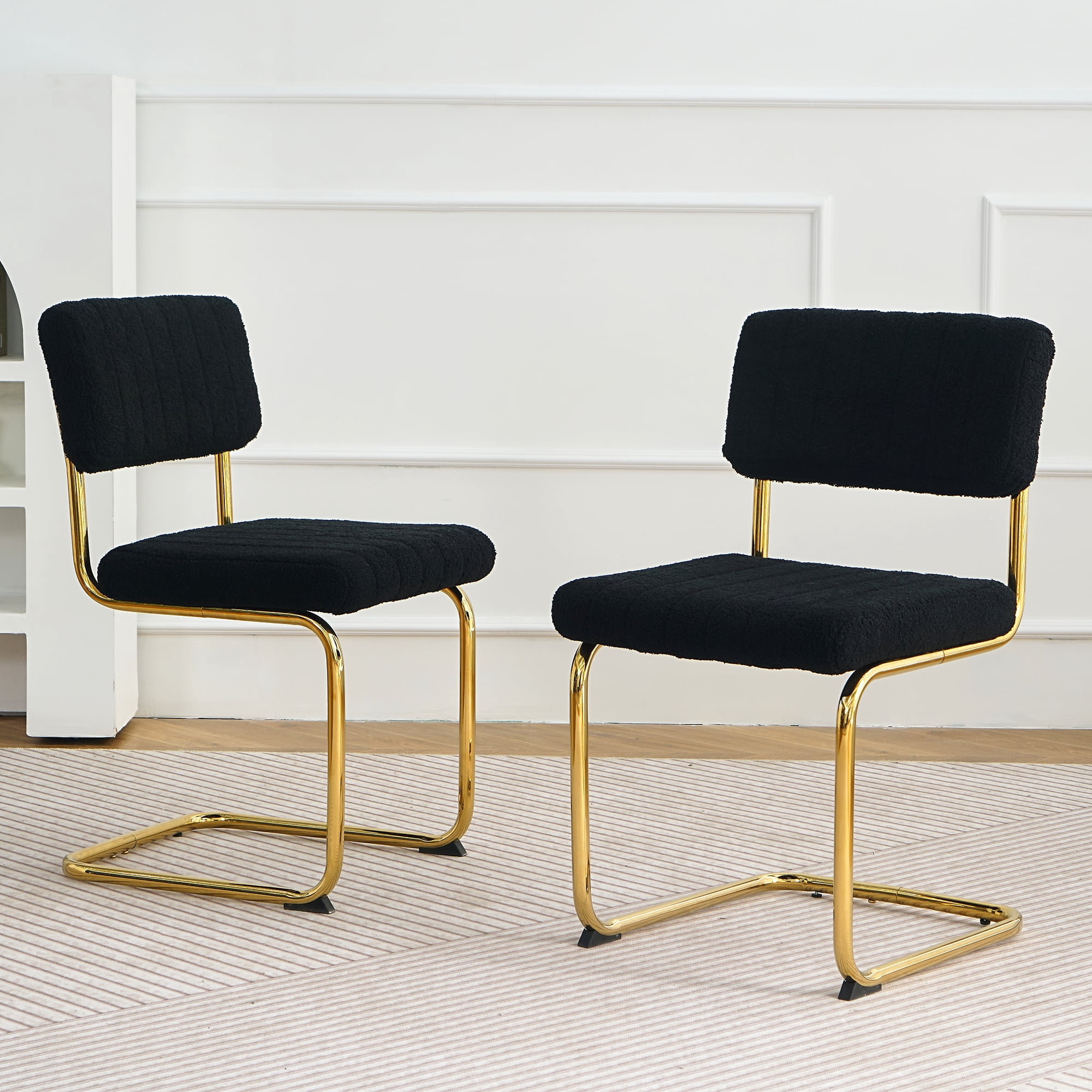 Modern simple light luxury dining Black chair home bedroom stool back ...