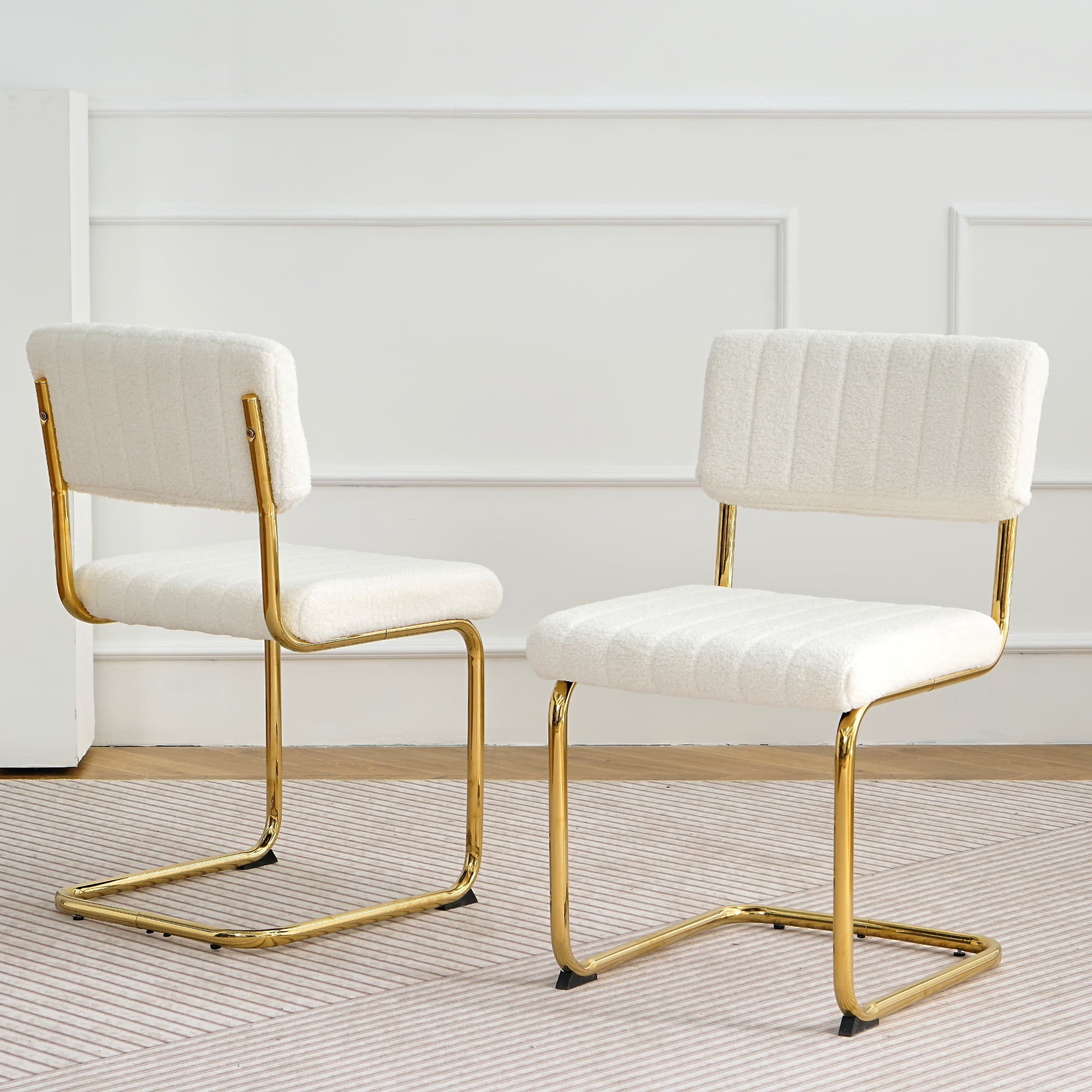 Modern simple light luxury dining room white chairs bedroom stools back ...