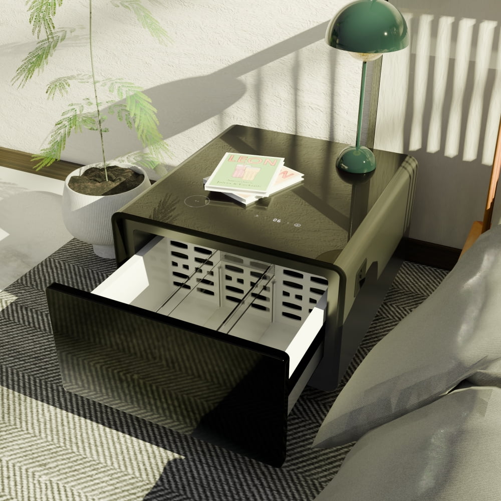 Modern smart side table, built-in refrigerator, wireless charging ...