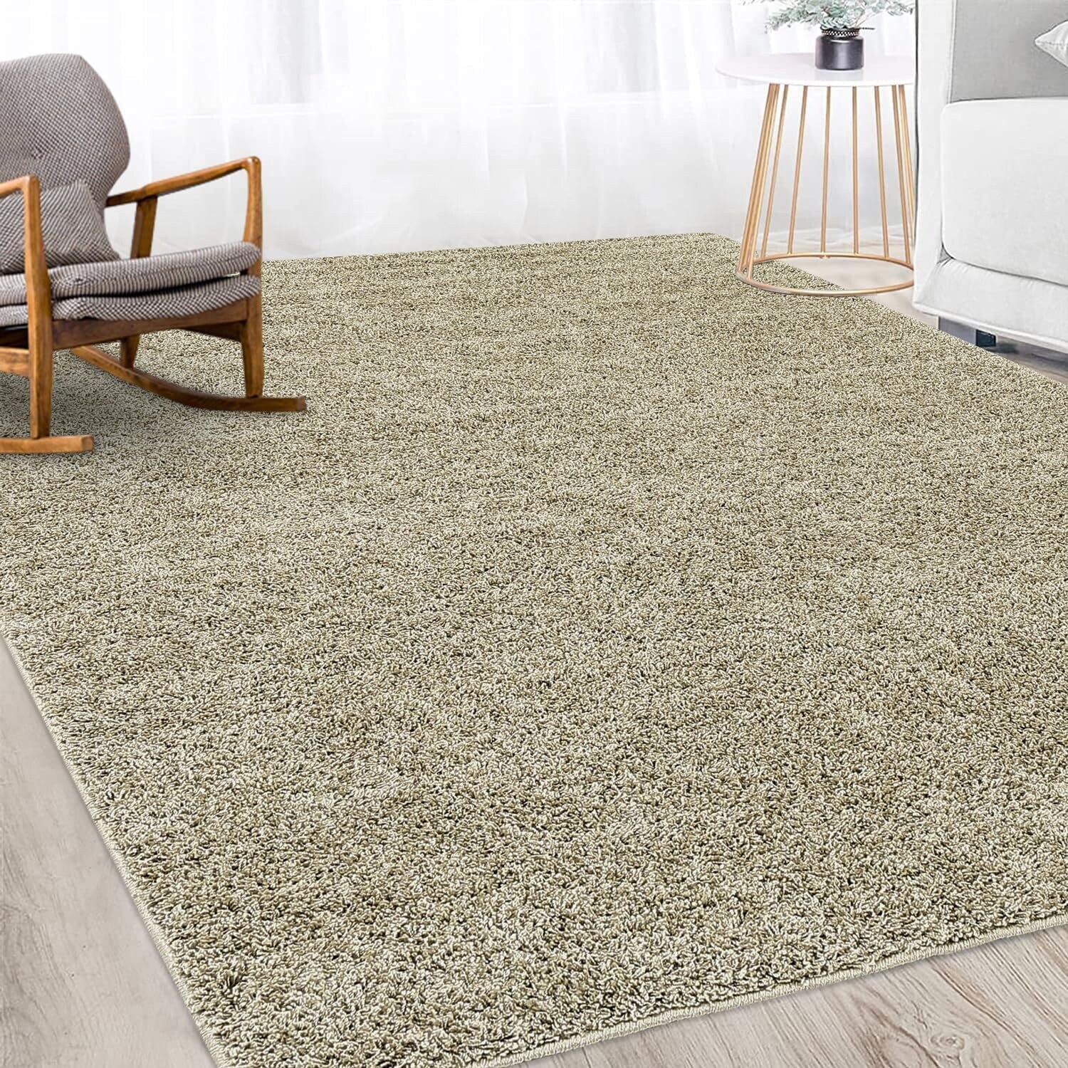 Modern solid shag rug for living room 6x9, natural 4*6Feet - Walmart.com