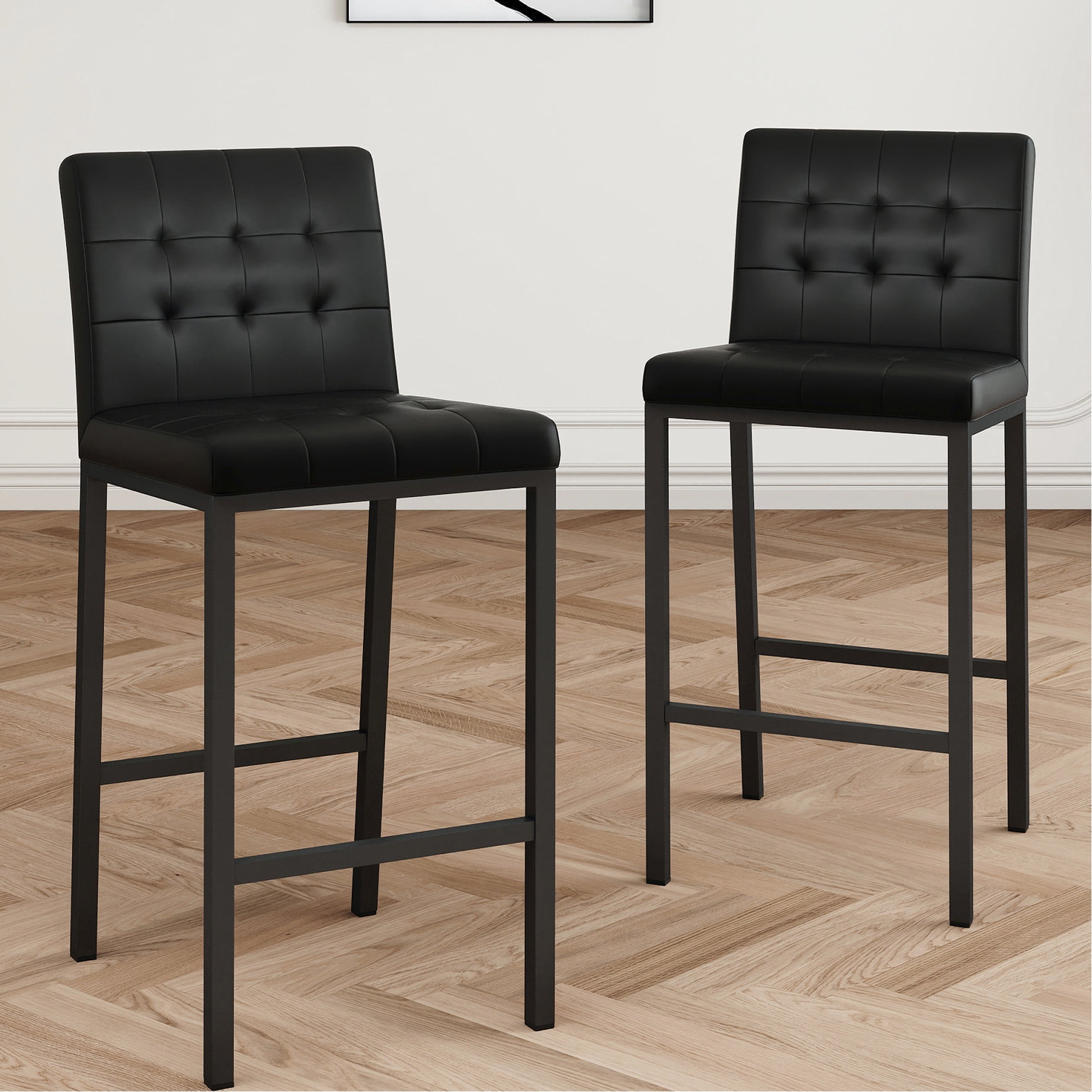 Modern-style Black Pu Bar Chair With Stable Metal Leg Foundation, For ...