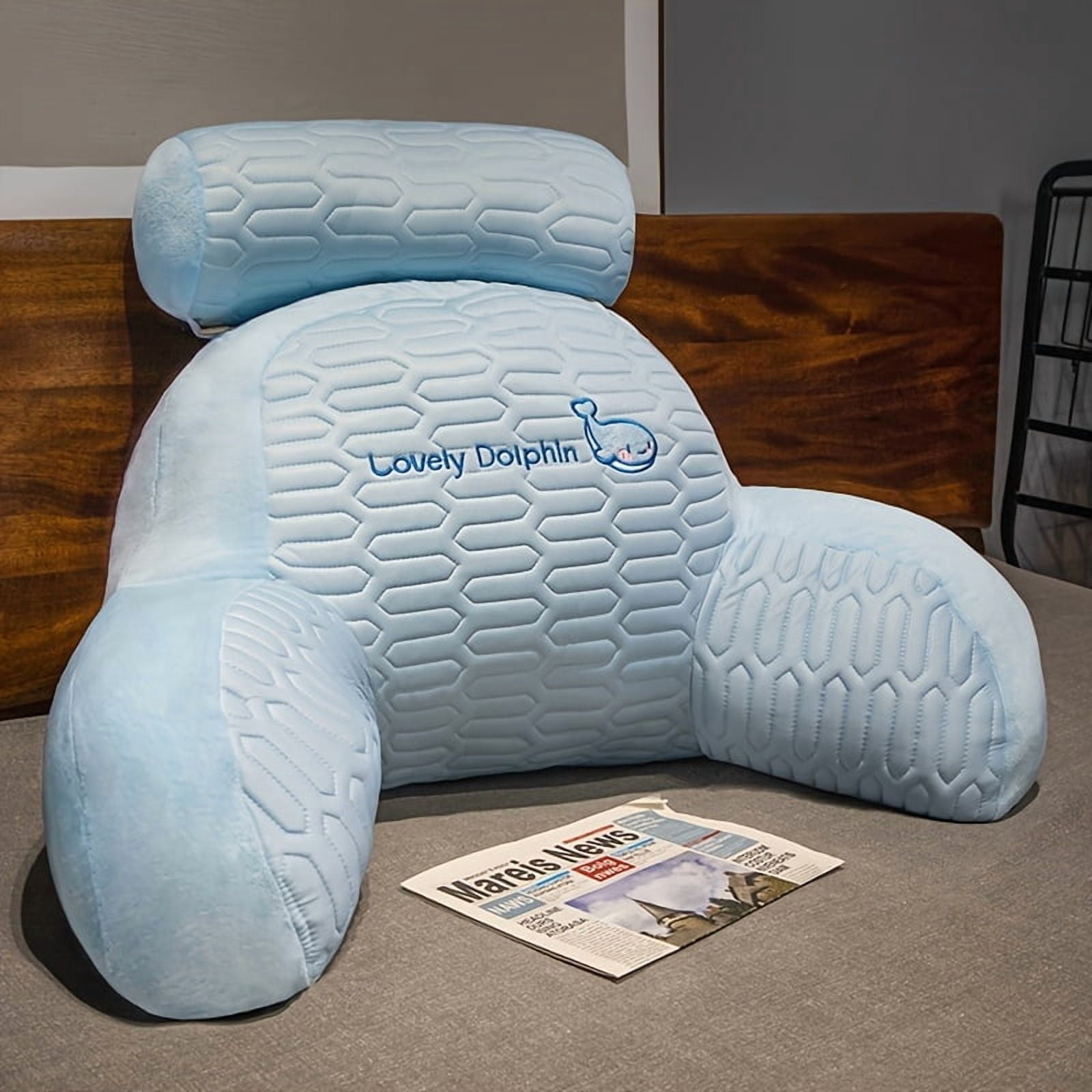 Modern style reading pillow, providing ergonomic support for the neck ...