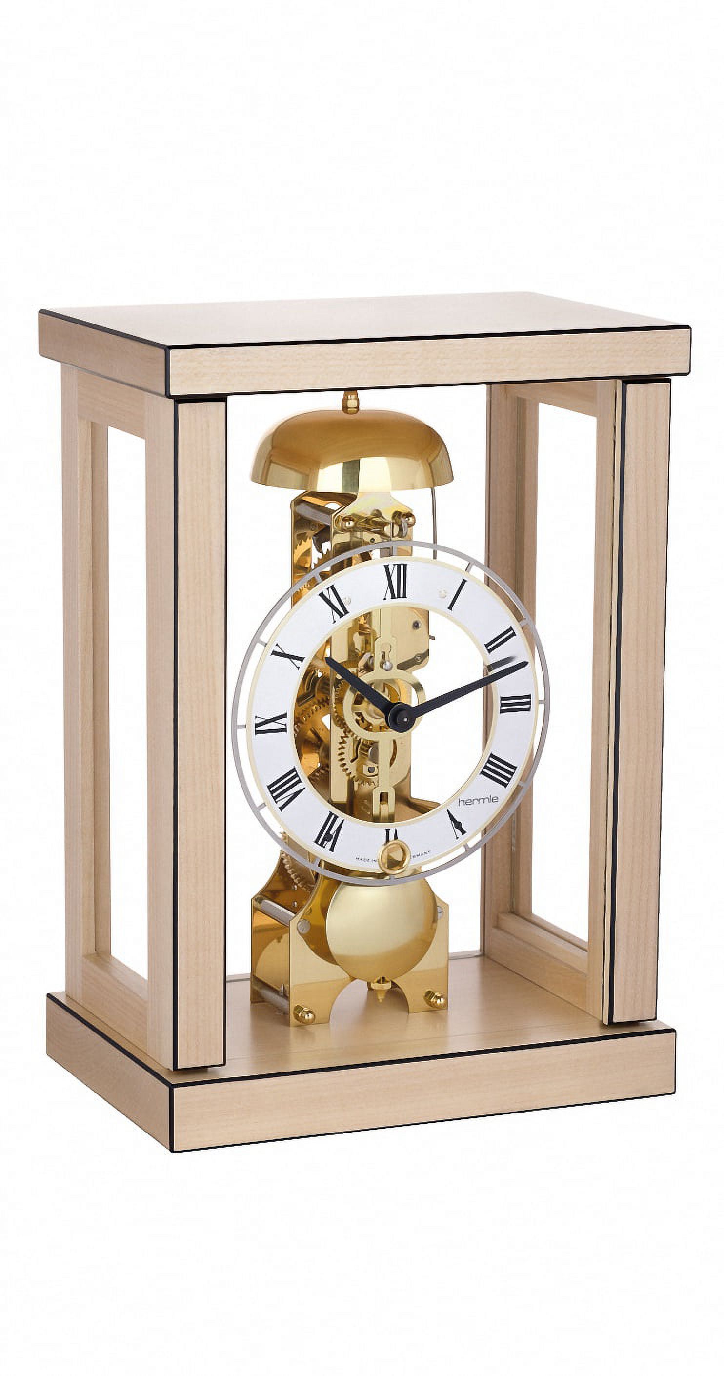 Modern table clock in a puristic design out of beech with 14-days power ...