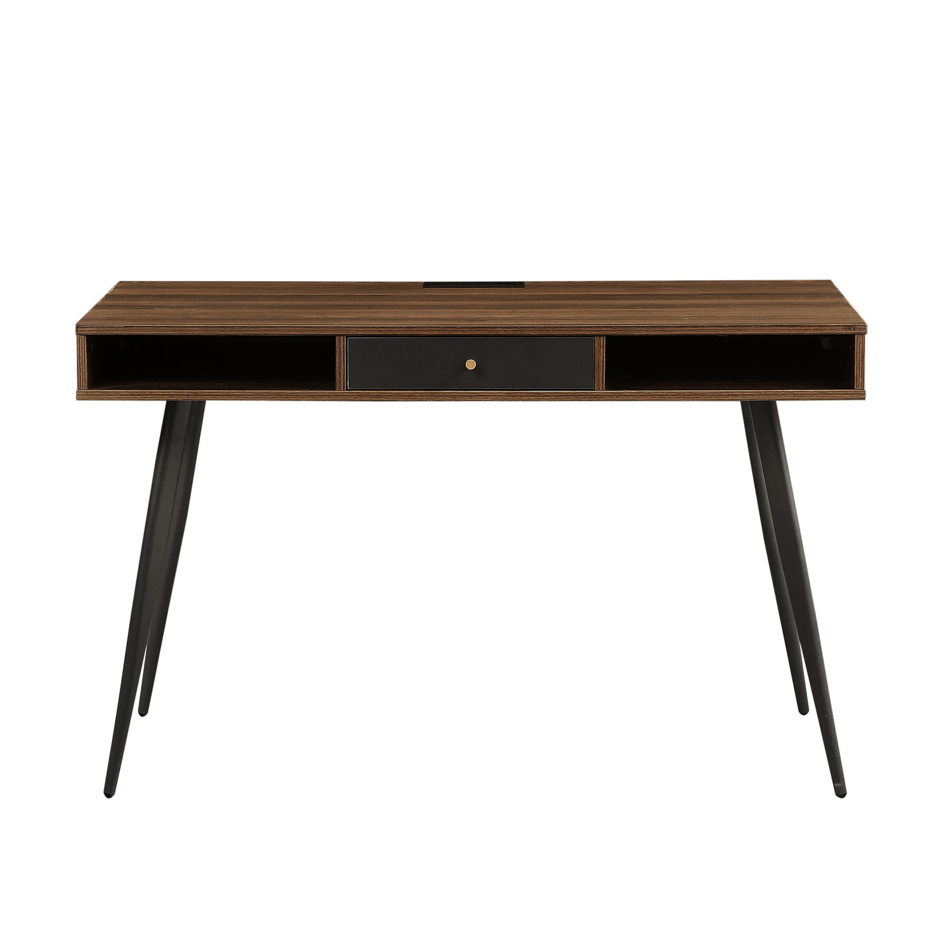 Modern walnut MDF office desk with USB ports and wide desktop for home ...