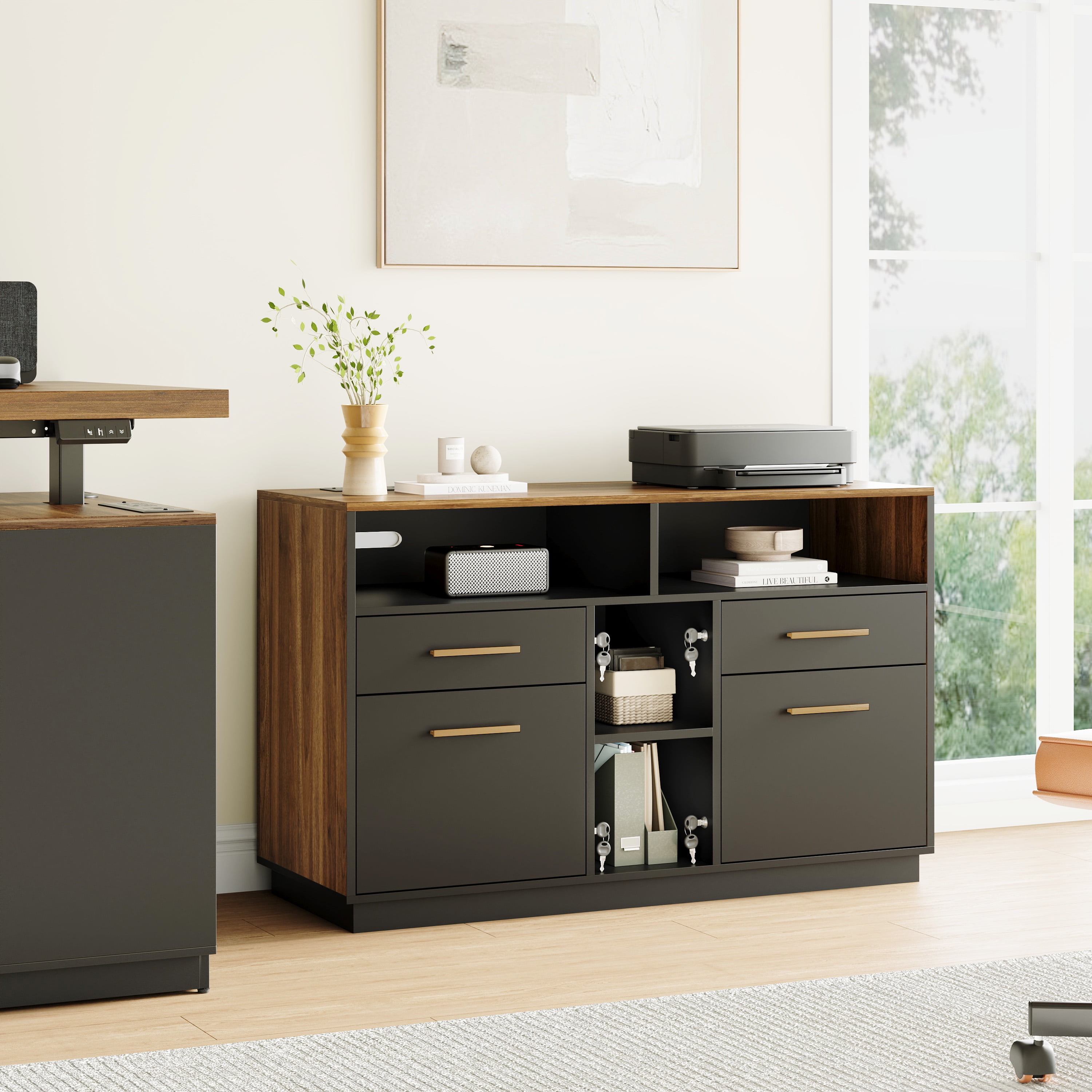 ModernMate Wood File Cabinet with Lock, Storage Cabinet with 4 Drawers ...