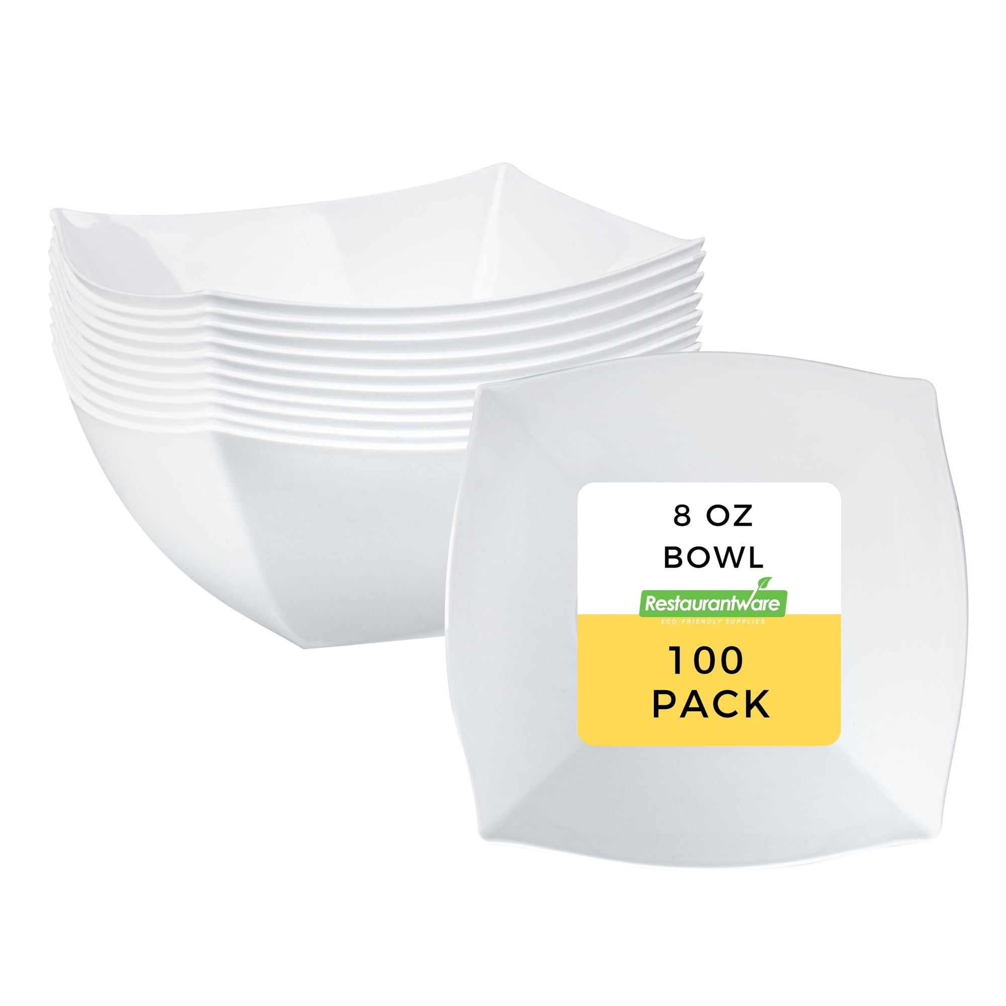 Restaurantware-Moderna 8 Ounce Fancy Plastic Bowls, 100 Square ...