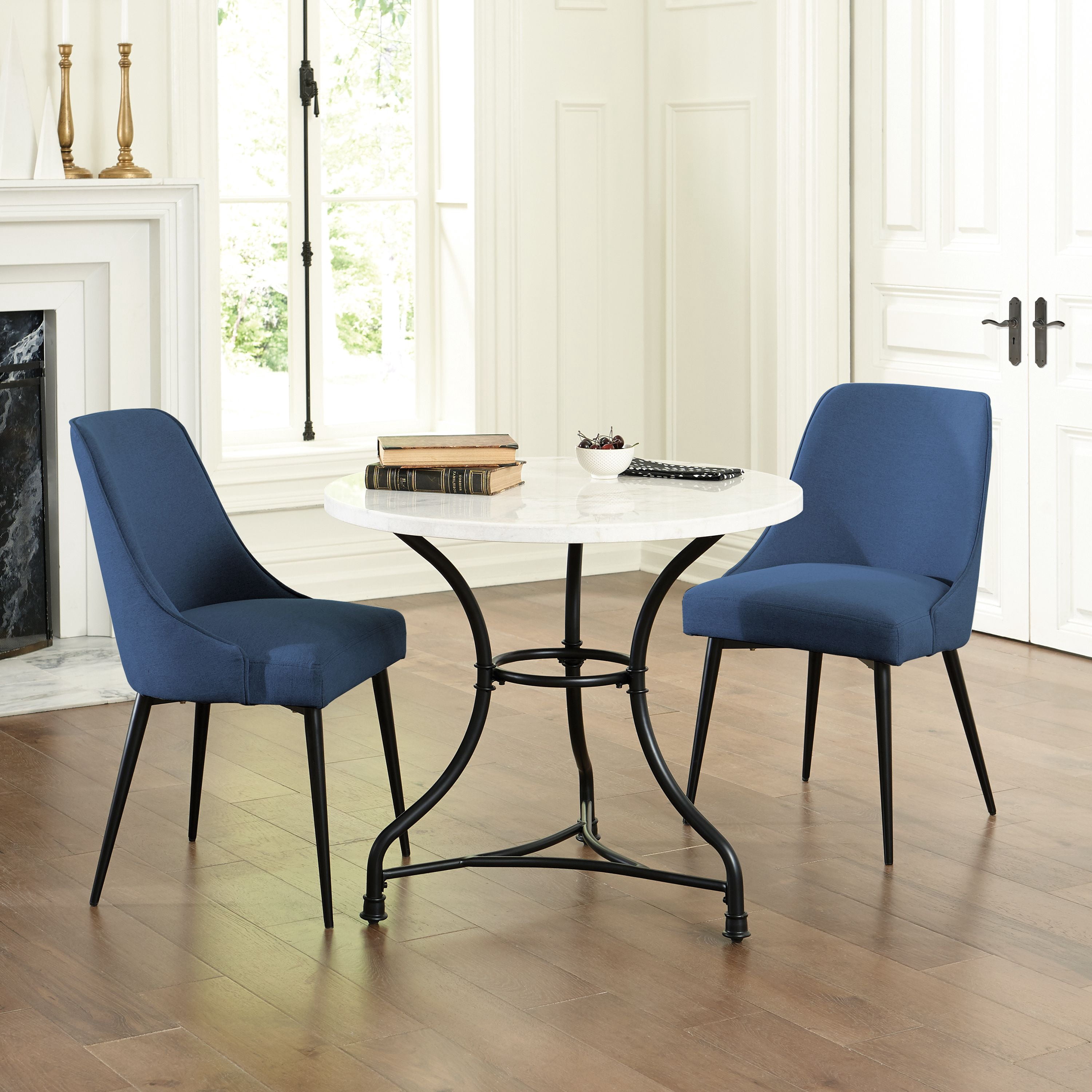 Free Shipping! Chateau Lyon Modern 3 Piece Round Marble Top Dining Set ...