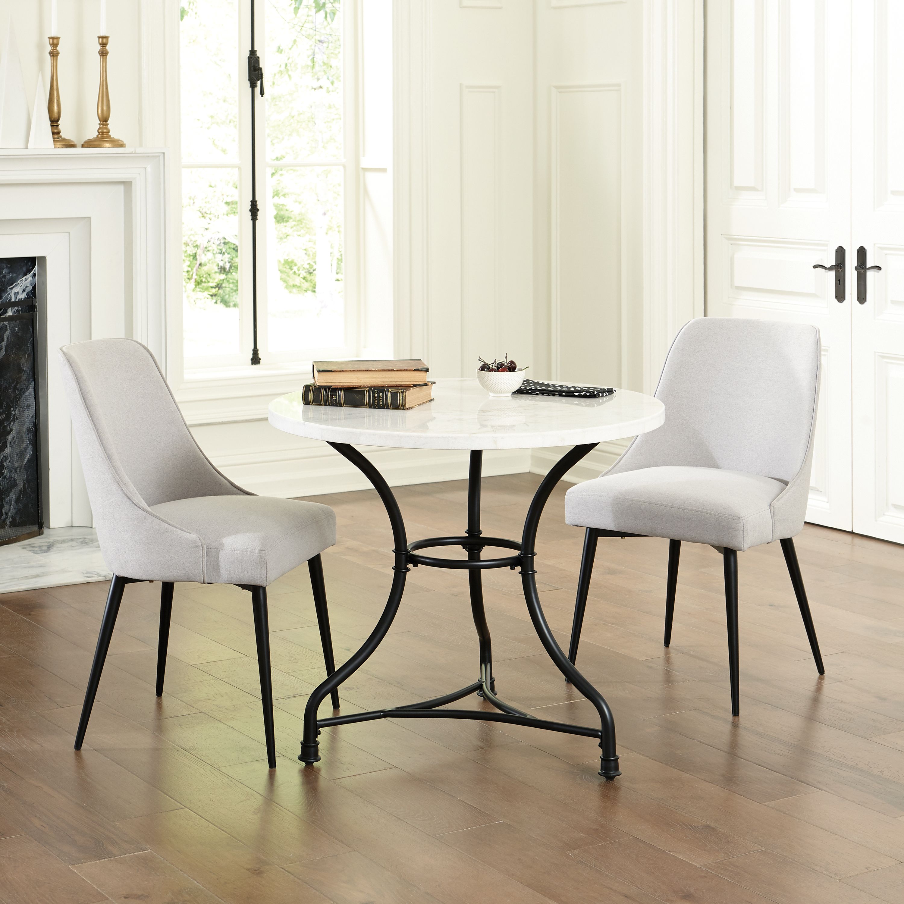 Moderne 3 Piece Round Dining Set with Stone Chairs by Chateau Lyon ...