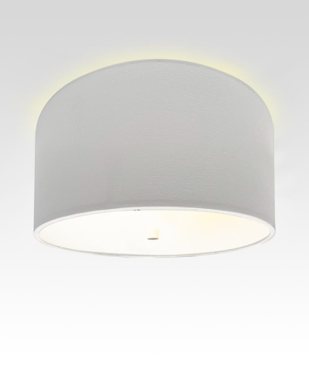 Moderne Flush Mount Conversion Kit 14"w White Hardback Drum Lampshade ...