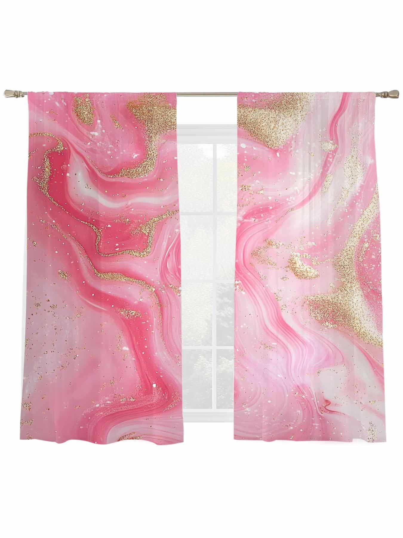 Modernism Sheer Curtains for Living Room Bedroom, Light-filtering Sheer ...