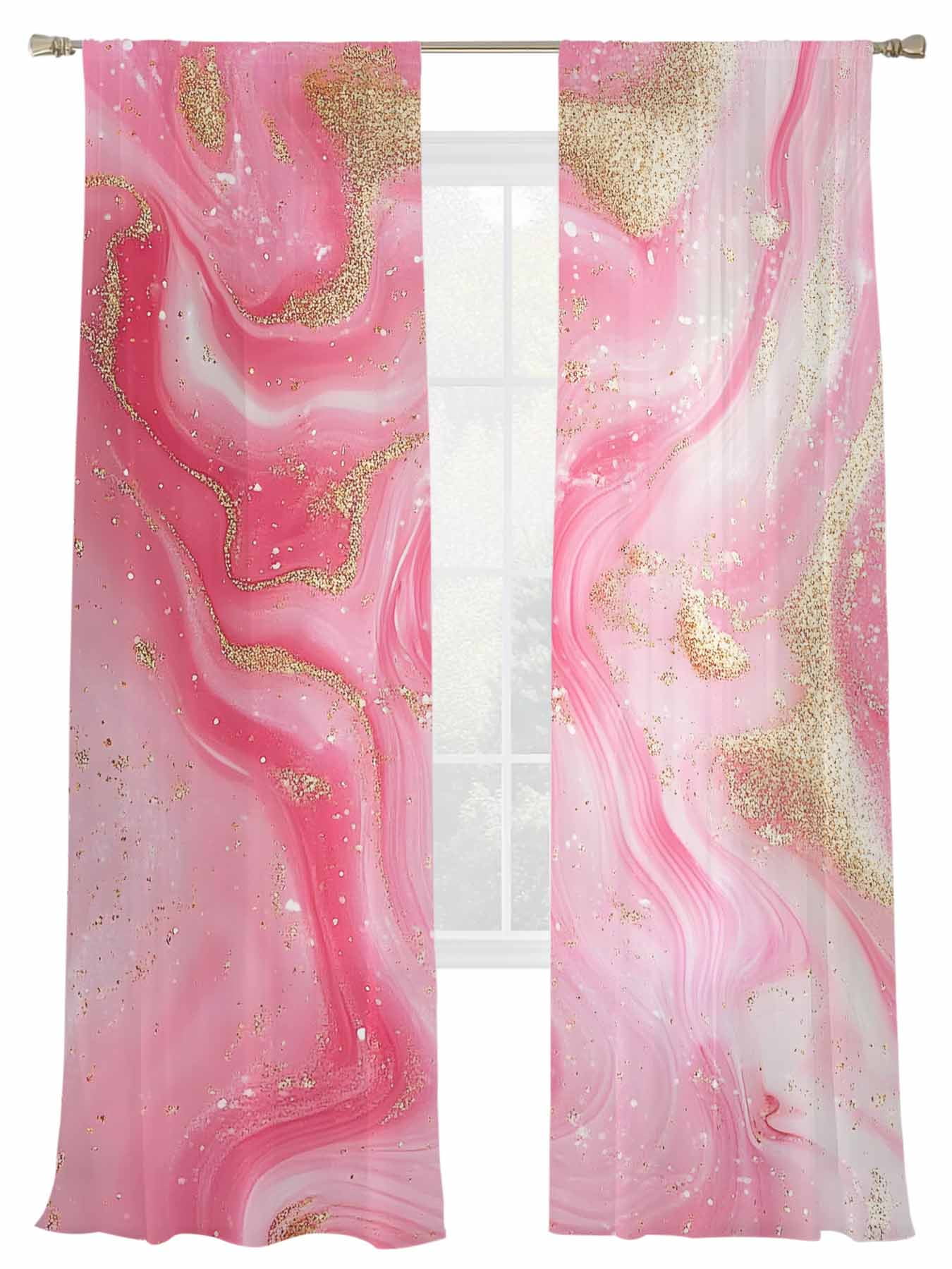 Modernism Sheer Curtains for Living Room Bedroom, Light-filtering Sheer ...