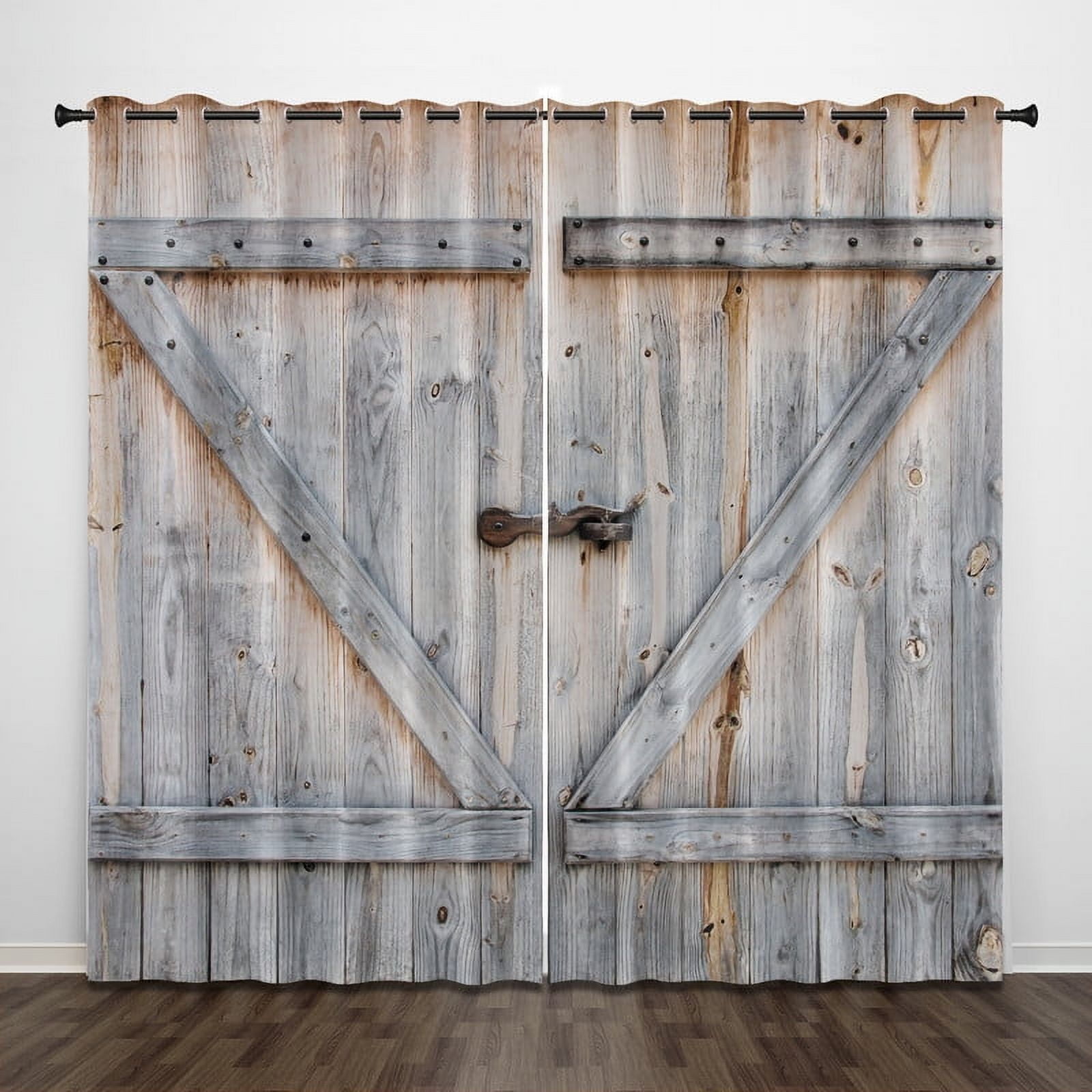 Modernist Curtains, 3D White Wood Panel Print Curtains, Blackout ...