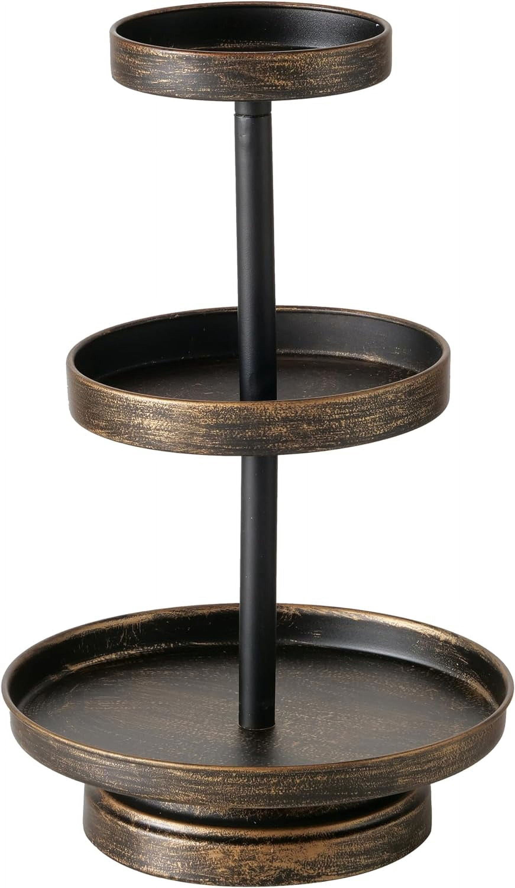 Modernist Home 3 Tier Circular Tray, Cup Cake Stand, Black Patina ...
